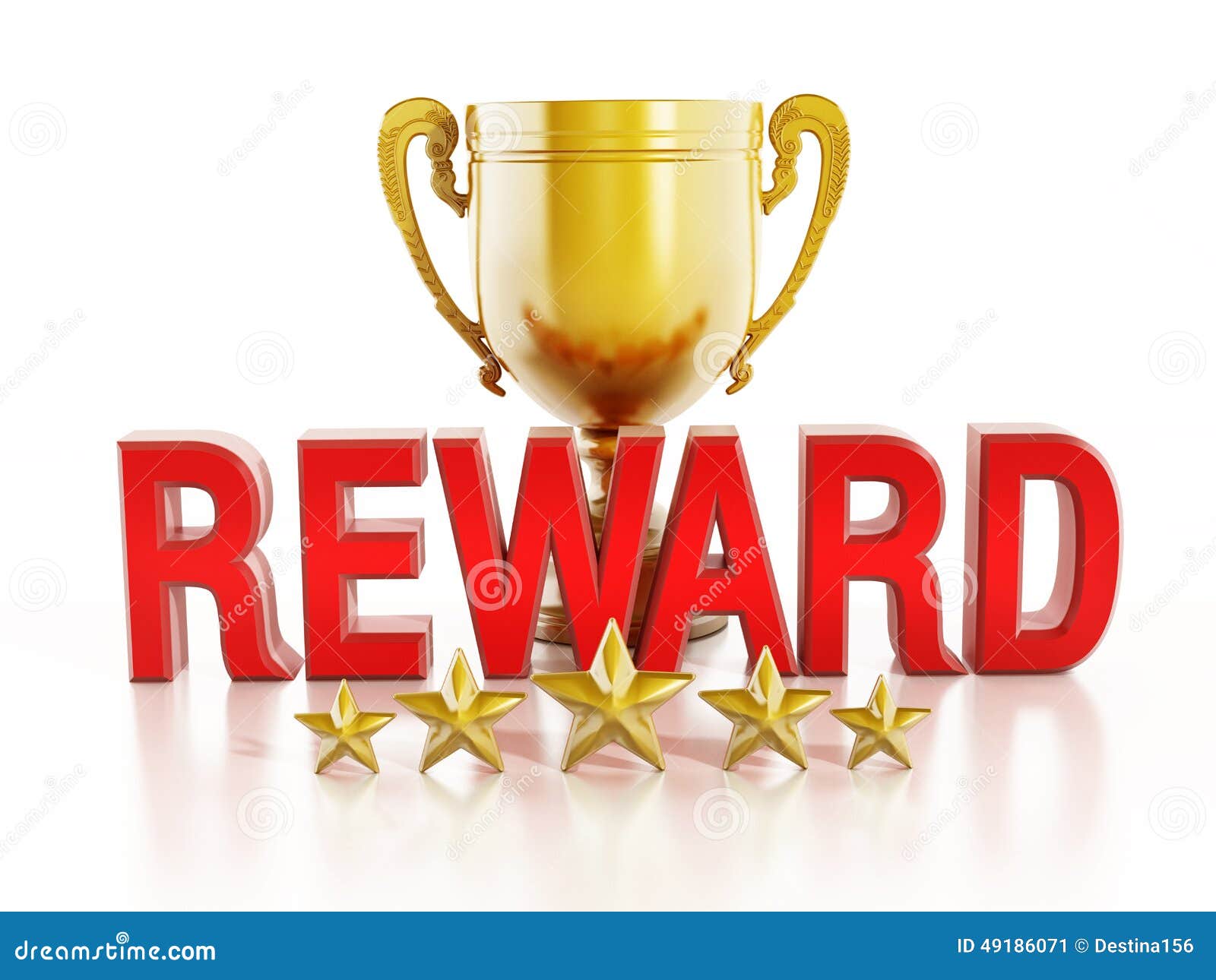 Reward text and gold cup stock illustration. Illustration of ideas ...