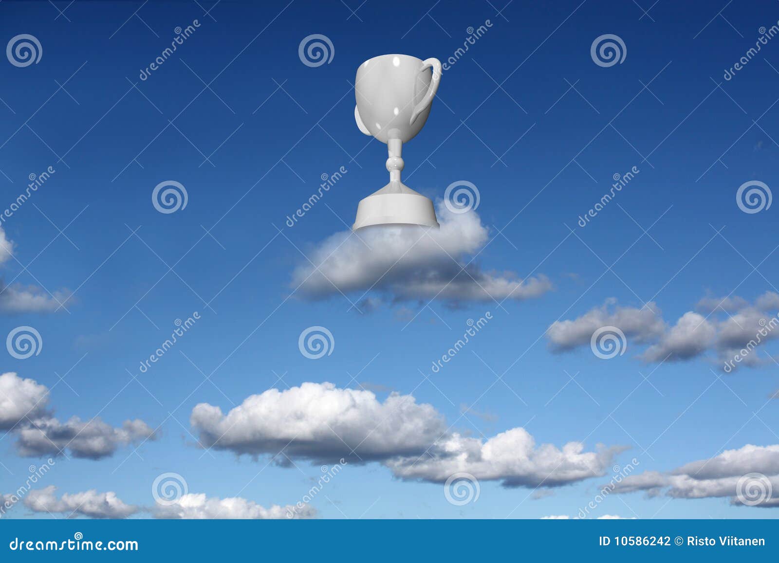 Reward trophy on a cloud stock illustration. Illustration of dreaming ...