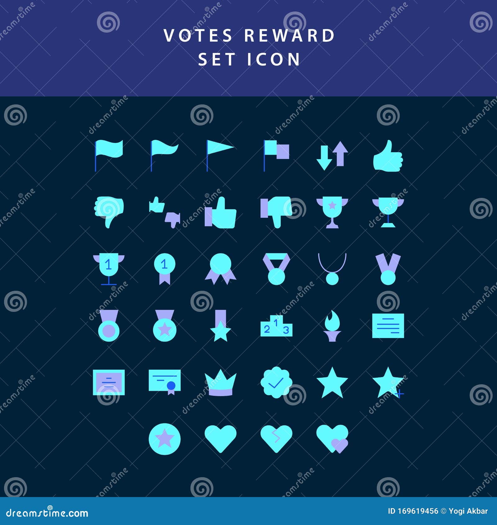 Reward And Votes Outline Icon Set Vector Illustration | CartoonDealer ...