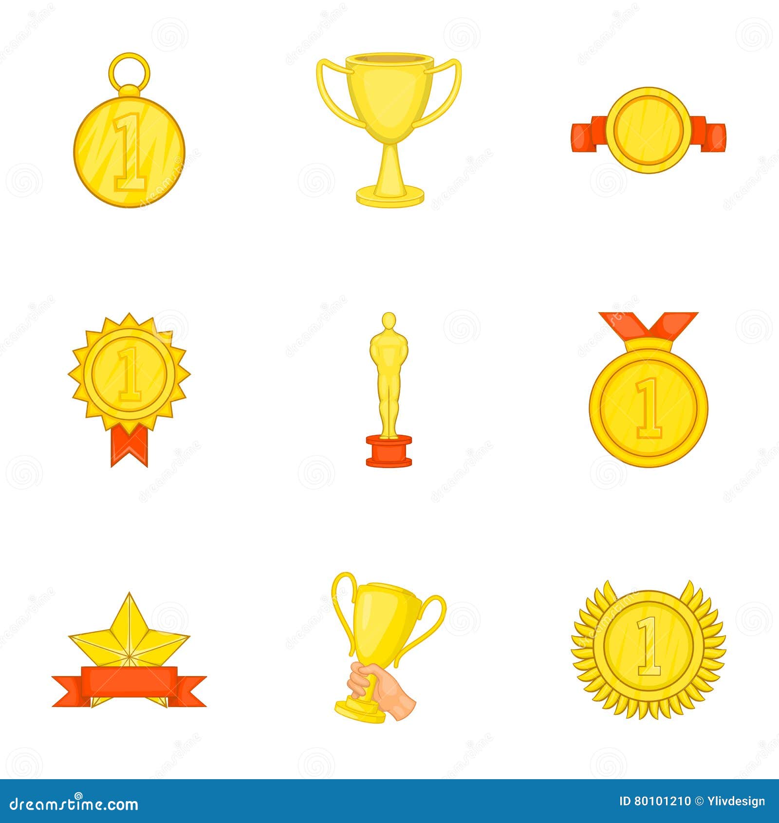 Rewarding Icons Set, Cartoon Style Stock Vector - Illustration of ...