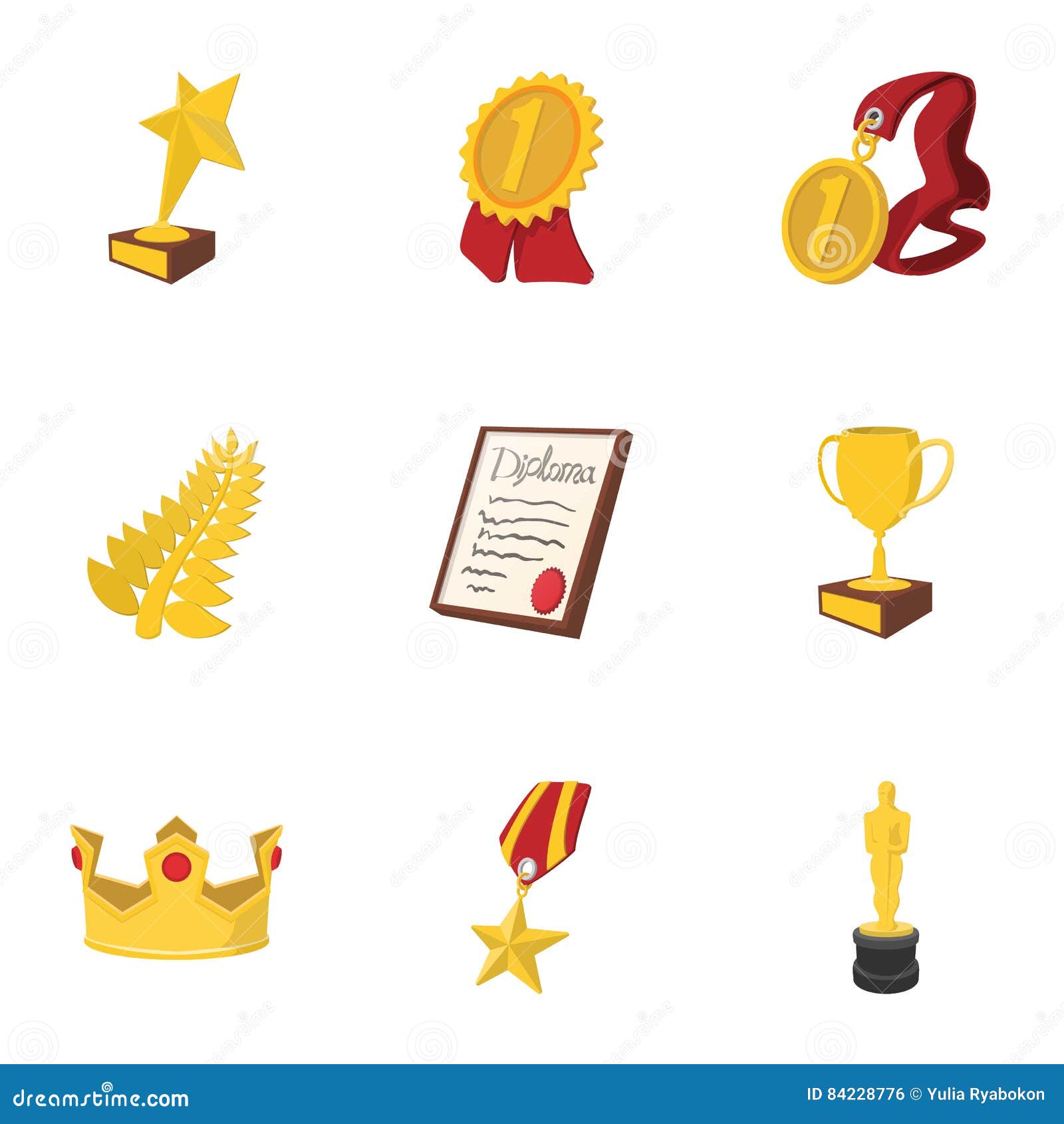 Rewarding Icons Set, Cartoon Style Stock Vector - Illustration of ...