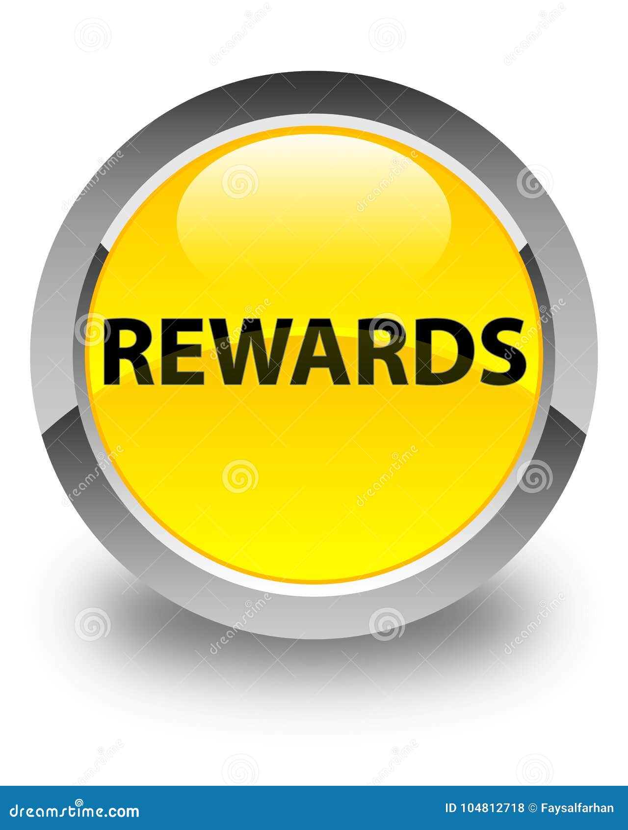 Rewards Glossy Yellow Round Button Stock Illustration - Illustration of ...