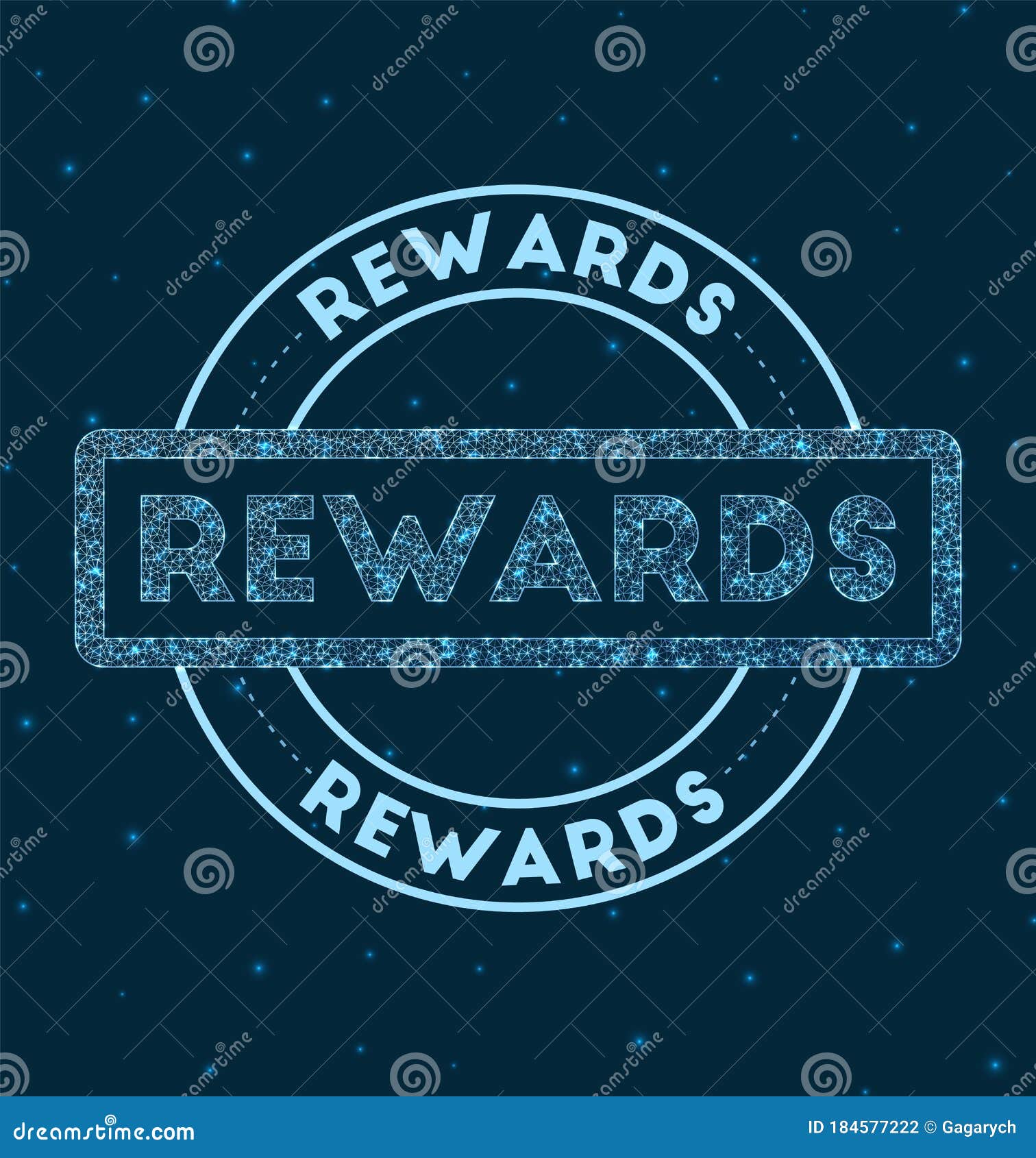Rewards. Glowing Round Badge Stock Vector - Illustration of outline ...