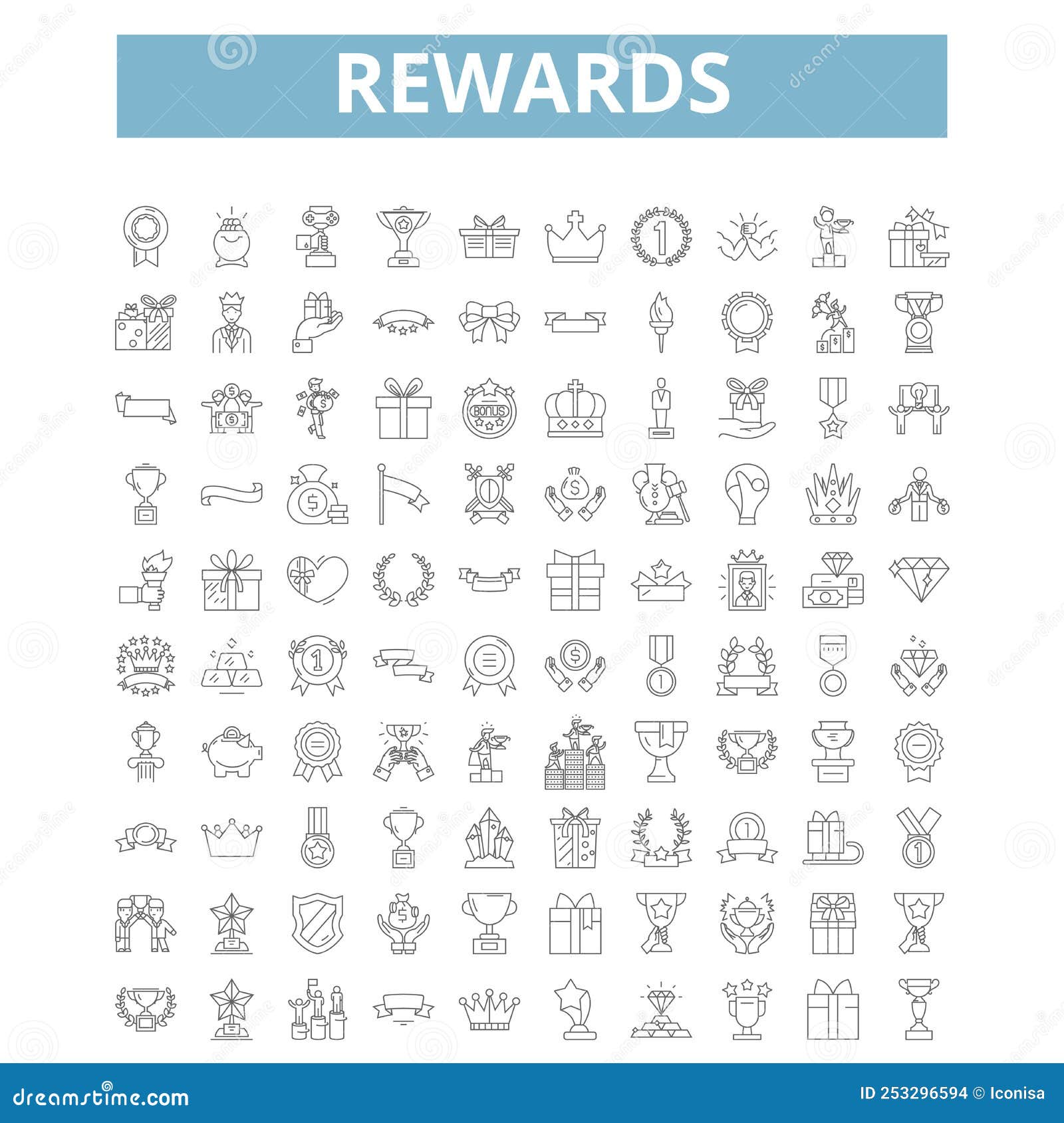 Rewards Icons, Line Symbols, Web Signs, Vector Set, Isolated ... Rewards Icons, Line Symbols, Web Signs, Vector Set, Isolated ...