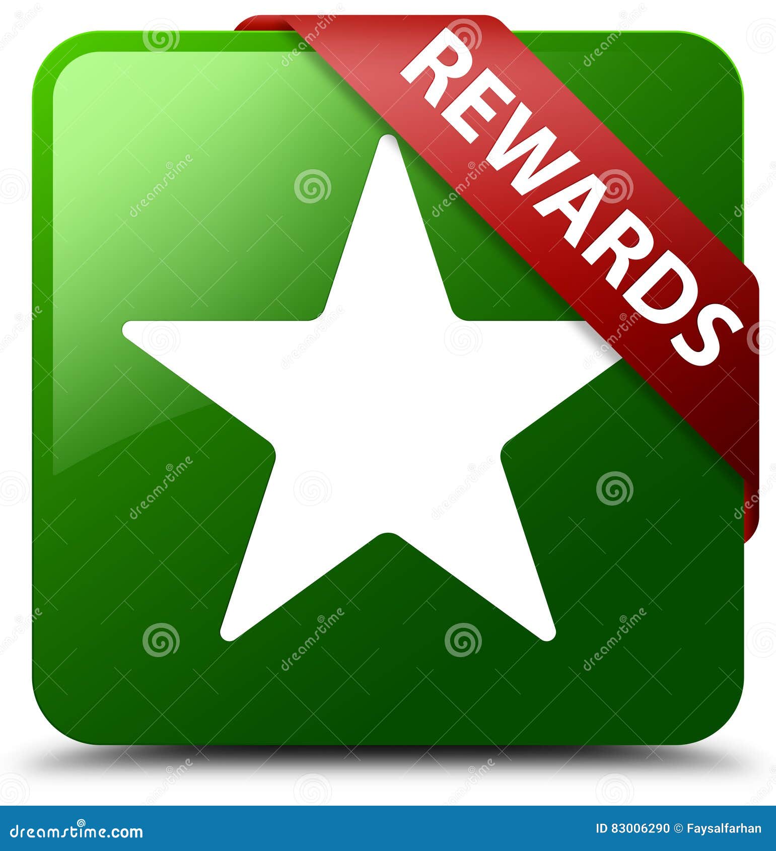 Rewards Star Icon Green Square Button Stock Illustration - Illustration ...