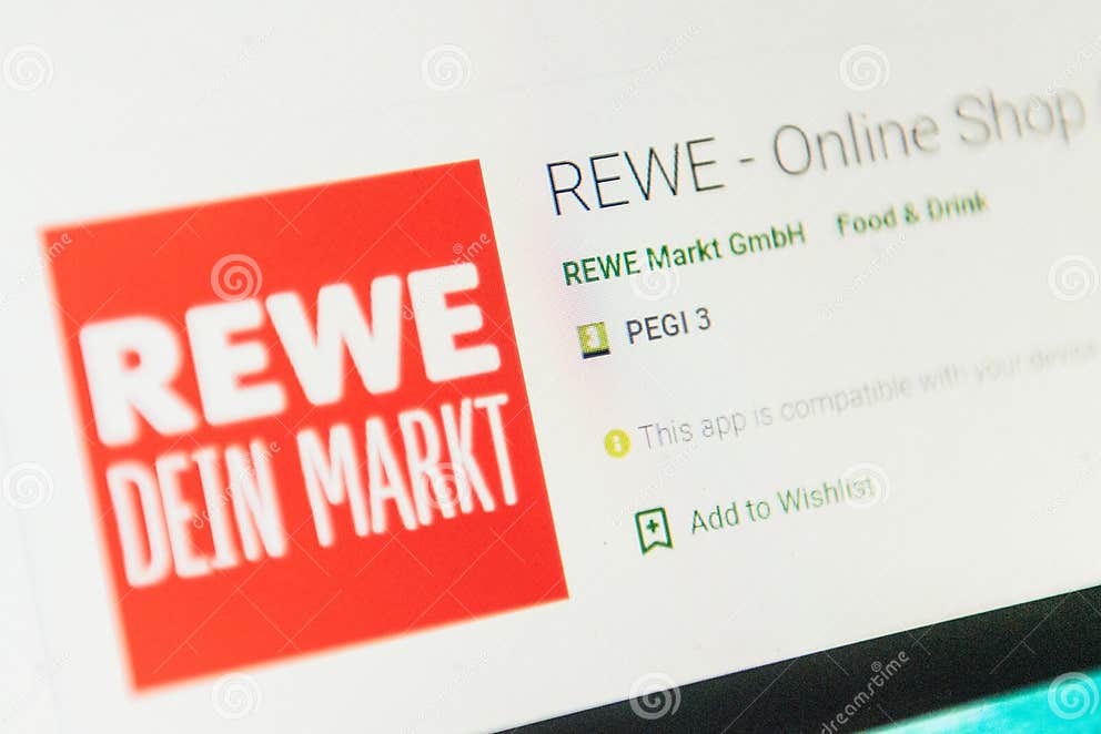 Rewe App Icon. Selective Focus. Editorial Photography - Image of ...