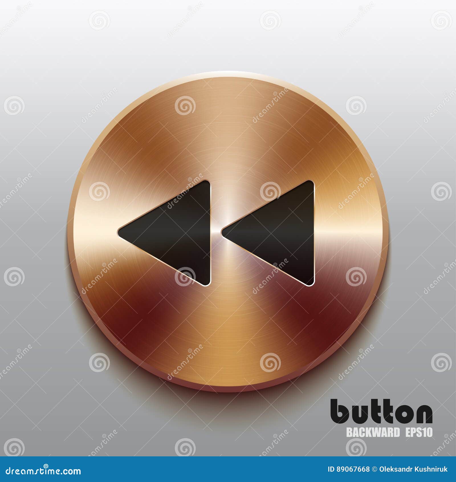 Rewind Back Button With Brushed Metal Texture Cartoon Vector ...