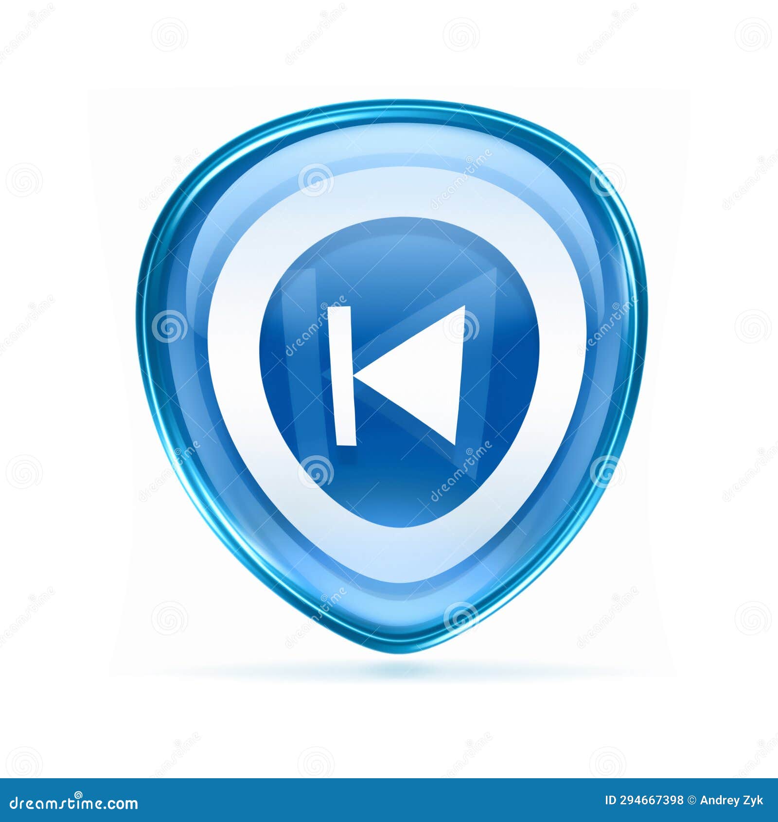 Rewind Back icon blue. stock illustration. Illustration of glass ...