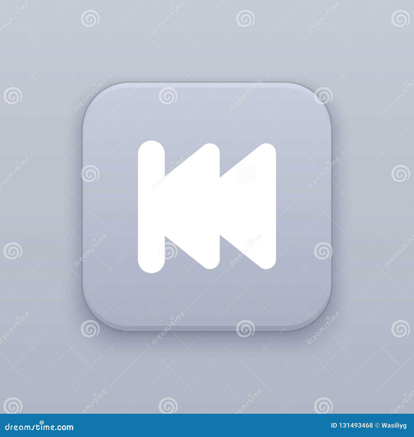 Rewind, Backward, Gray Vector Button with White Icon on Gray Background ... Rewind, Backward, Gray Vector Button with White Icon on Gray Background ...