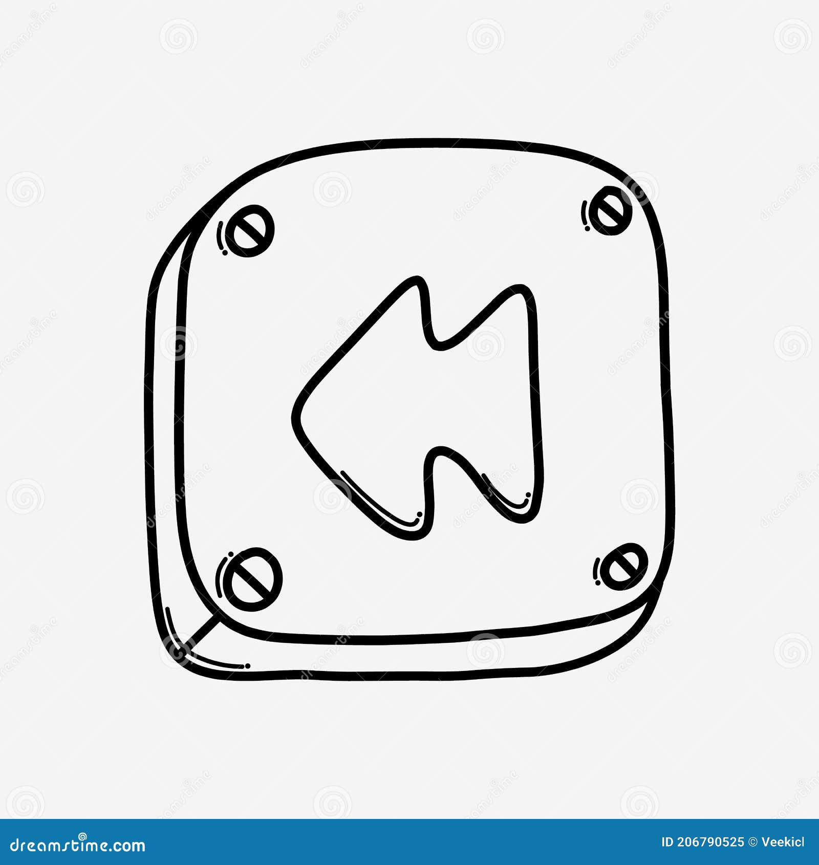 Rewind Button Doodle Vector Icon. Drawing Sketch Illustration Hand ...