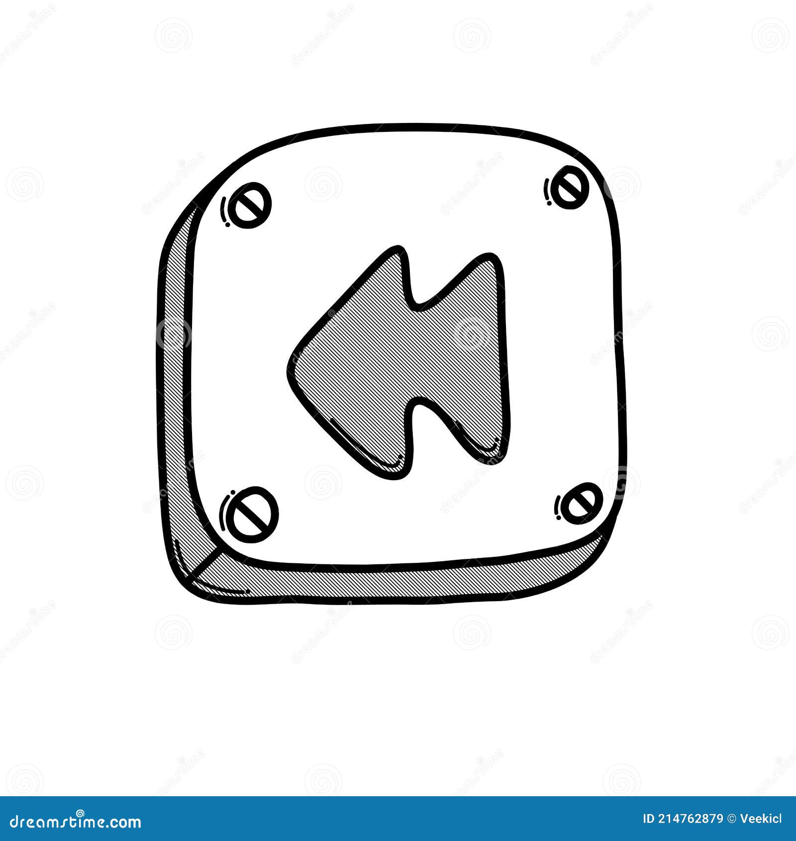 Rewind Button Doodle Vector Icon. Drawing Sketch Illustration Hand ...