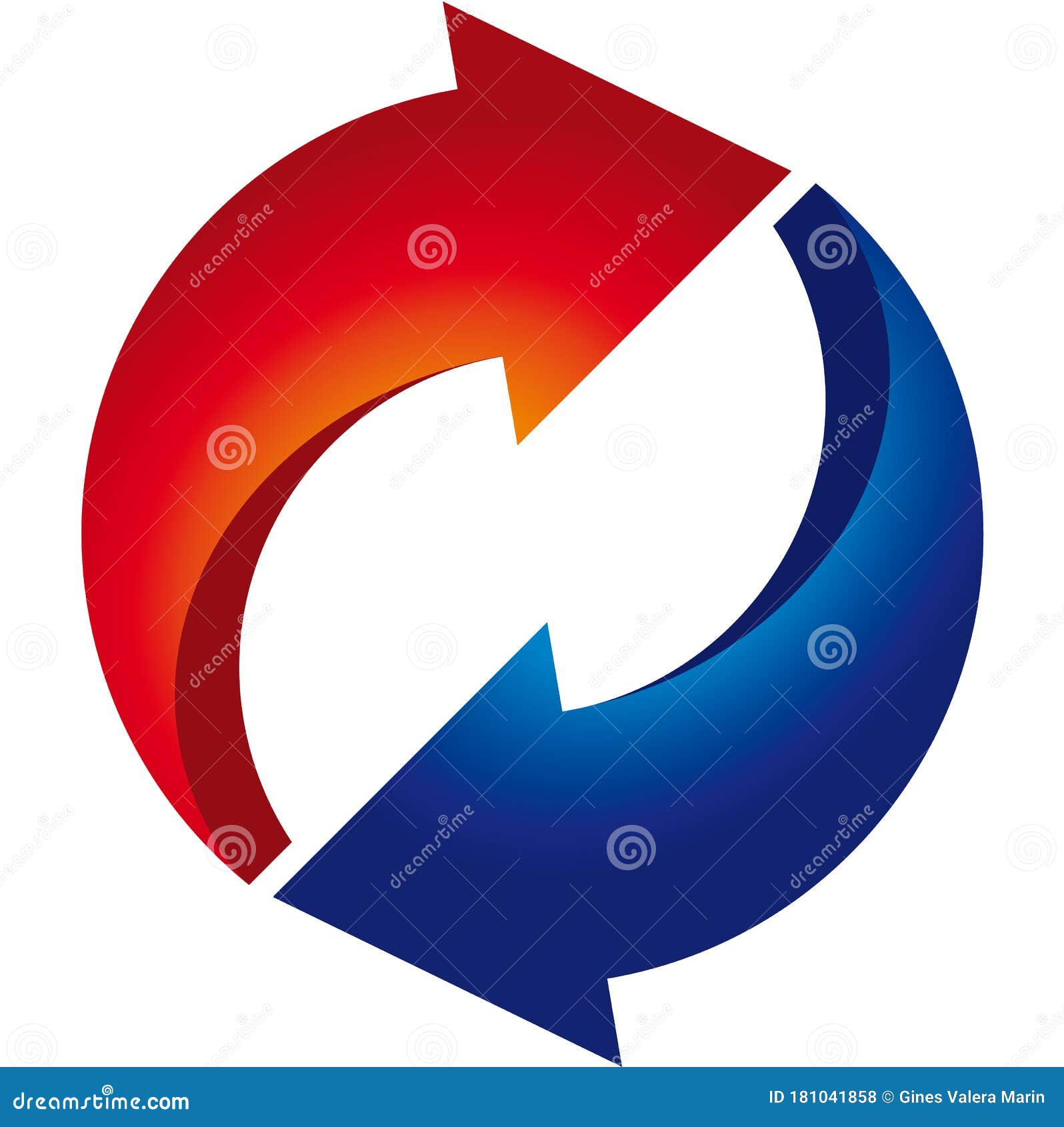 Rewind 3D Symbol. Two Concentric Arrows in Blue and Red Stock ...