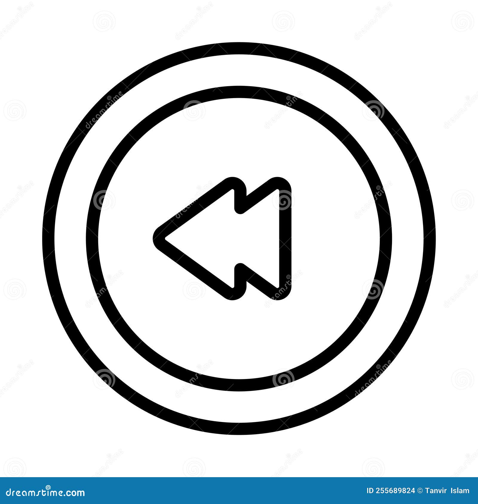 Rewind,Fast Backwards Icon stock vector. Illustration of player - 255689824