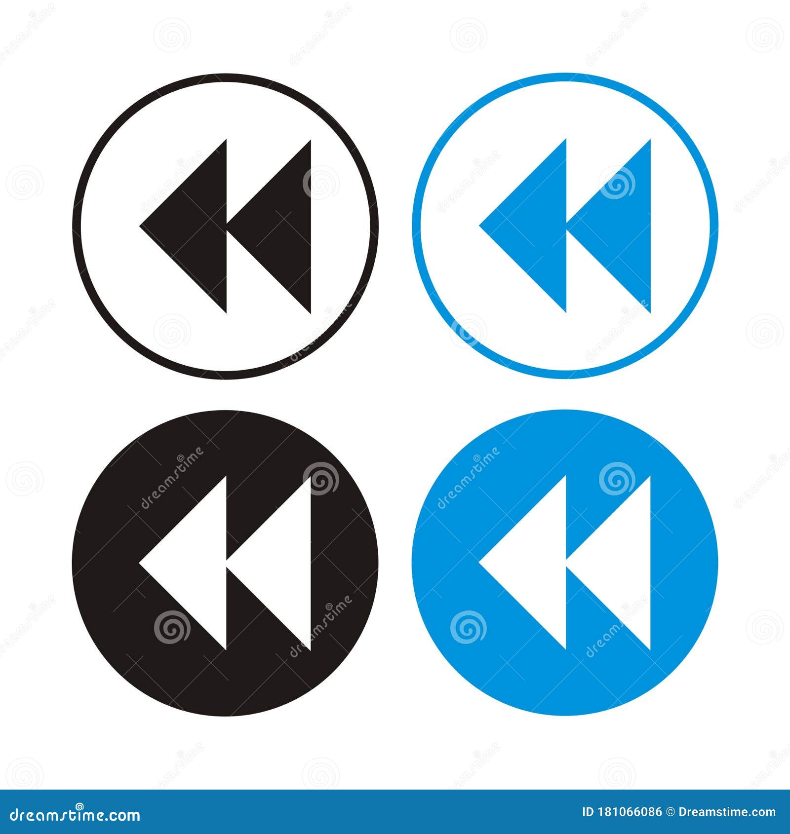 Rewind Fast Backwards Icon Button Media Player Stock Illustration ...