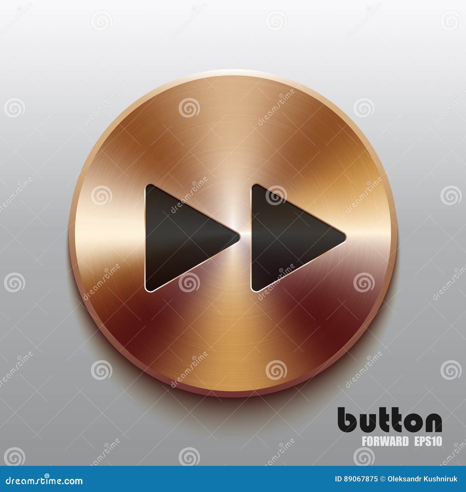 Rewind Forward Bronze Button with Black Symbol Stock Vector ...
