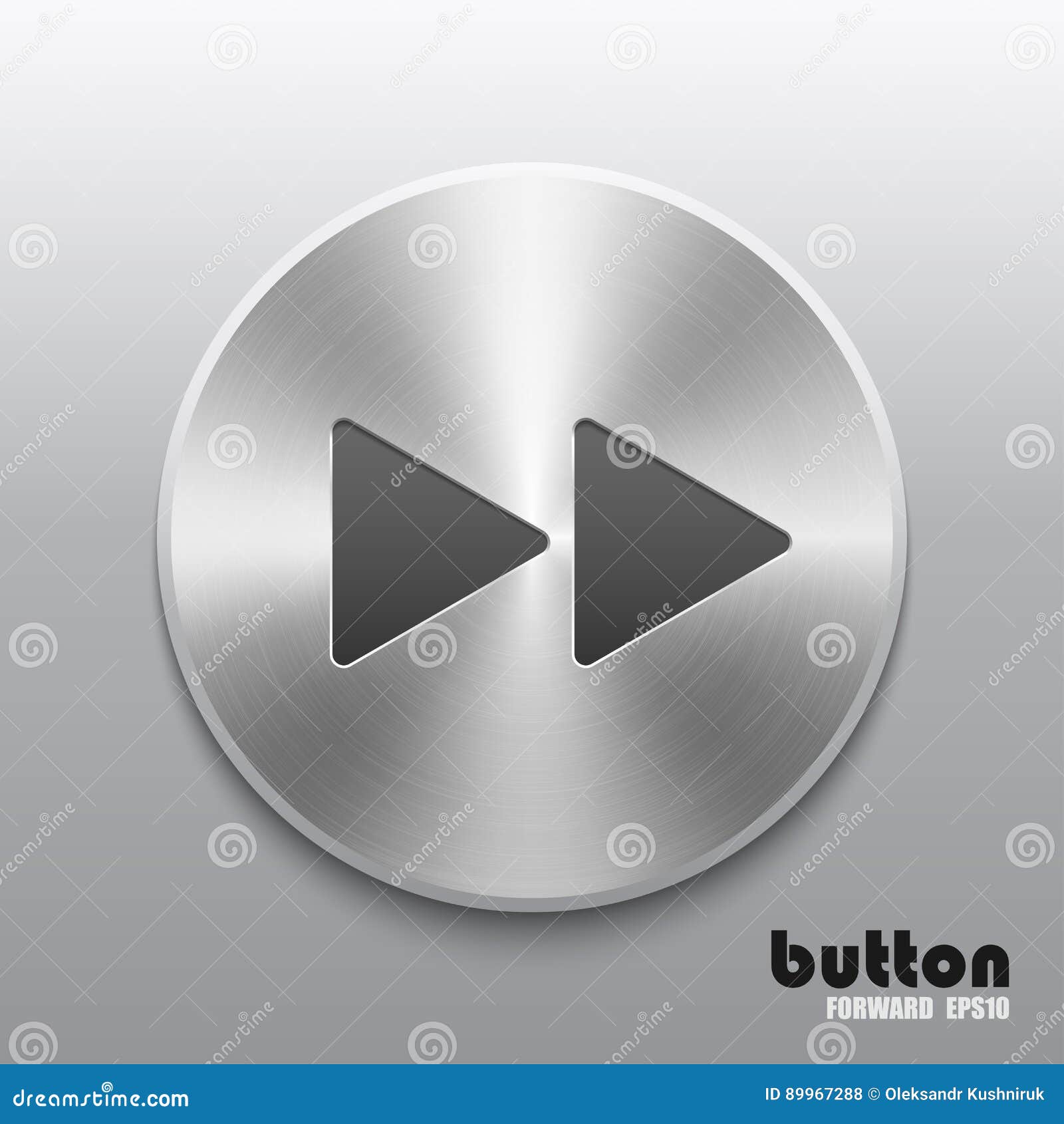 Rewind Forward Button With Brushed Metal Texture Vector Illustration ...