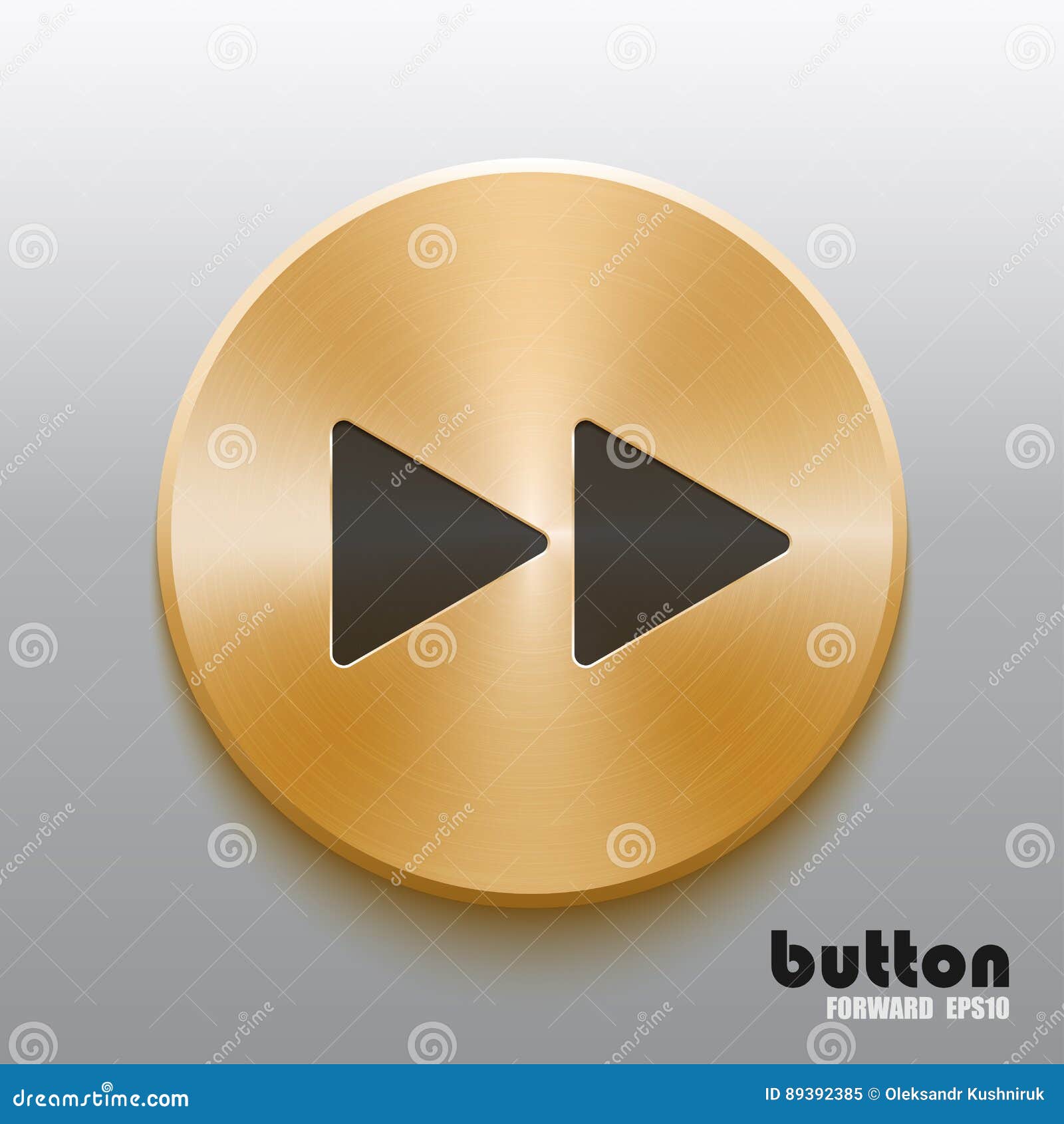 Rewind Forward Golden Button with Black Symbol Stock Vector ...
