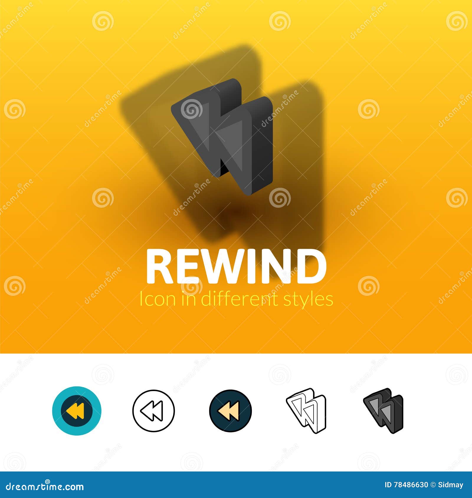 Rewind Icon in Different Style Stock Vector - Illustration of ...