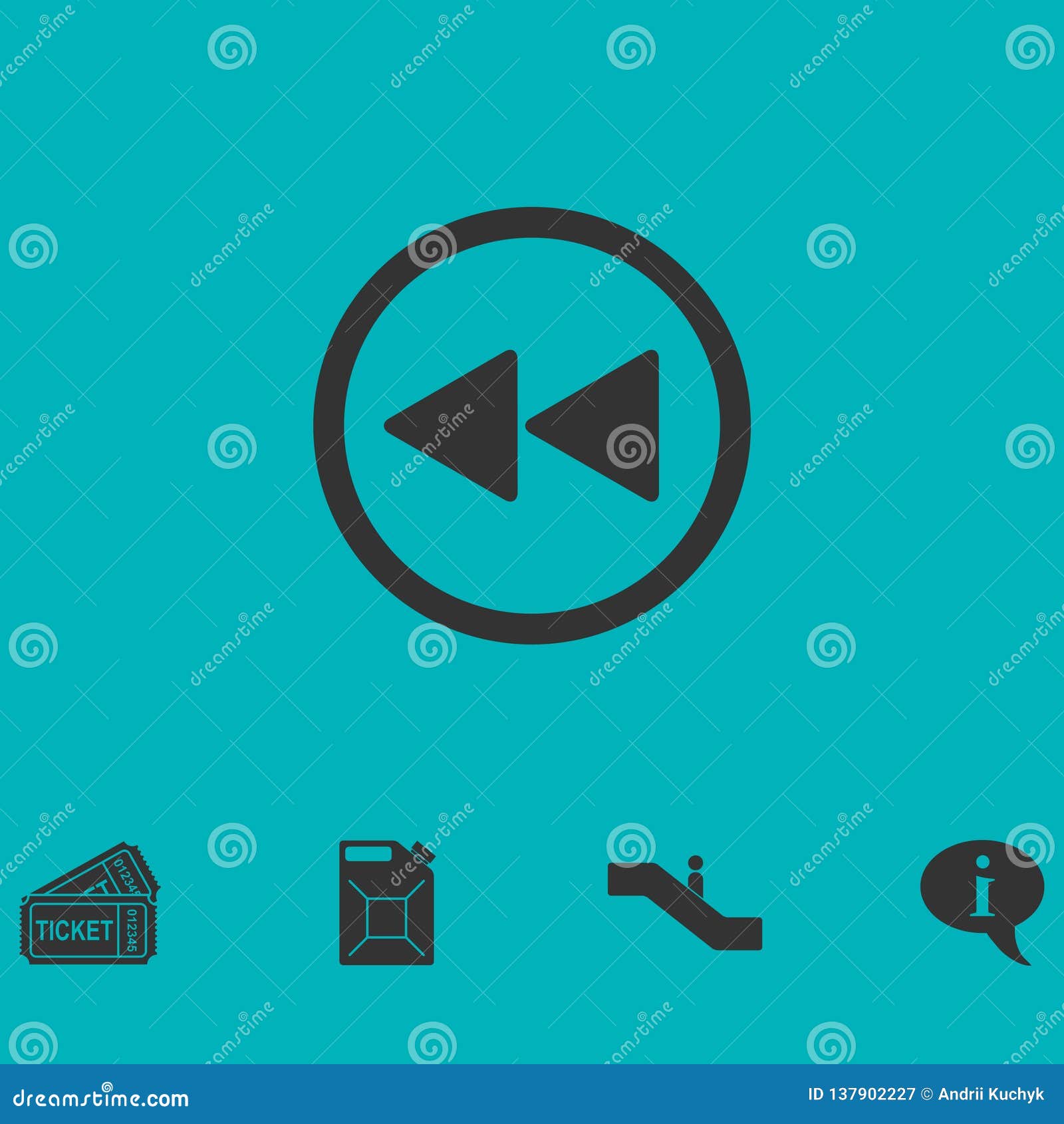 Rewind icon flat stock vector. Illustration of mobile - 137902227