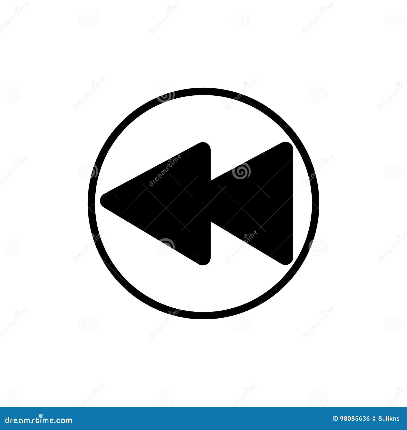 Rewind Music Player Button Linear Icon Stock Vector - Illustration of ...