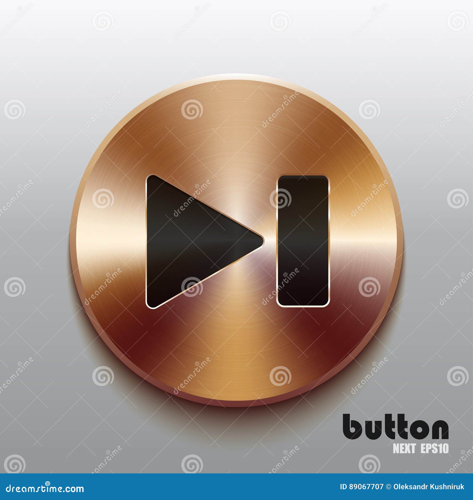 Rewind Next Bronze Button with Black Symbol Stock Vector - Illustration ...