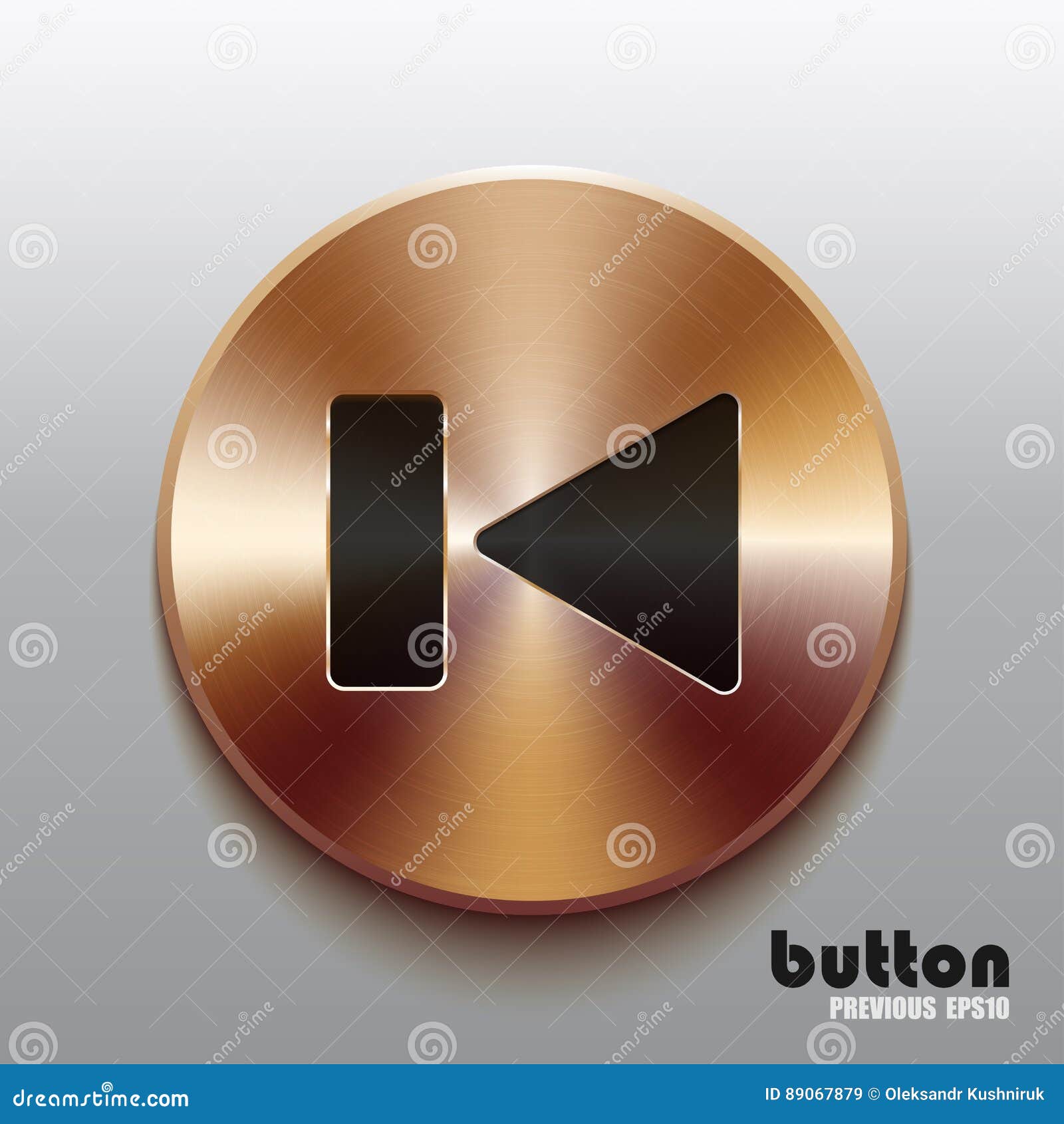 Rewind Previous Bronze Button with Black Symbol Stock Vector ...