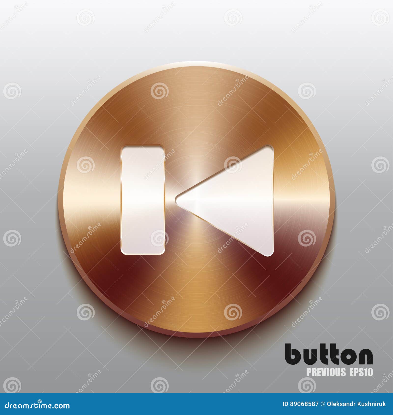 Rewind Previous Bronze Button with White Symbol Stock Vector ...