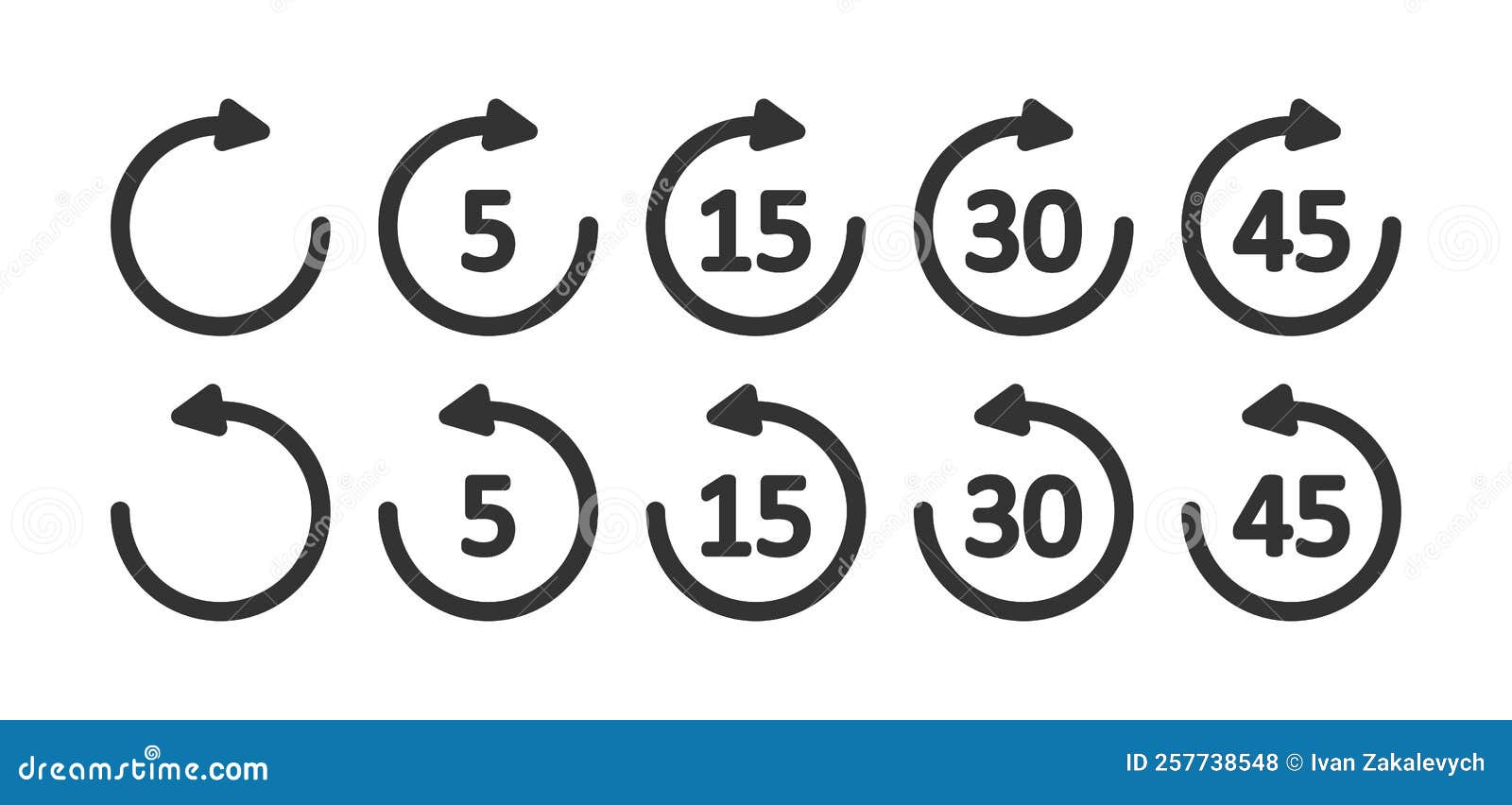 Rewind 15 Second Icon. Circle Arrow Icon. Replay Or Next Symbol. Fast ...