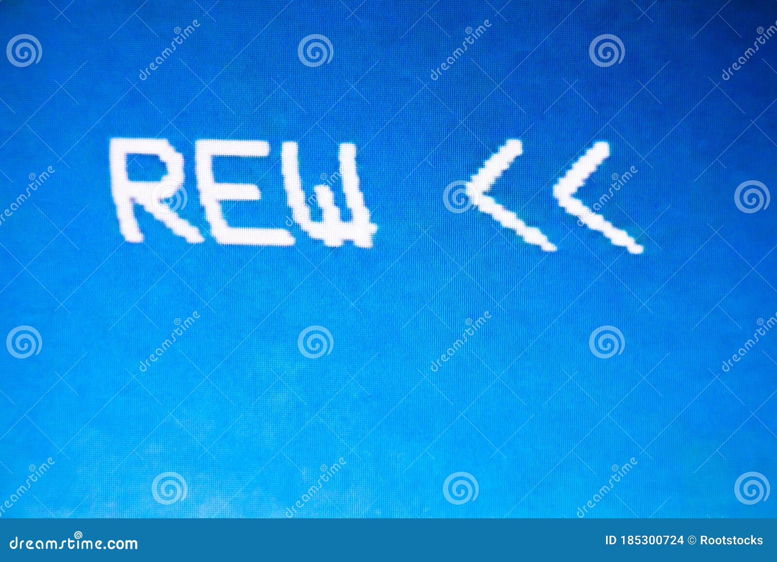 Rewind Sign on the Screen. Glitch Stock Photo - Image of pixel, effect ...