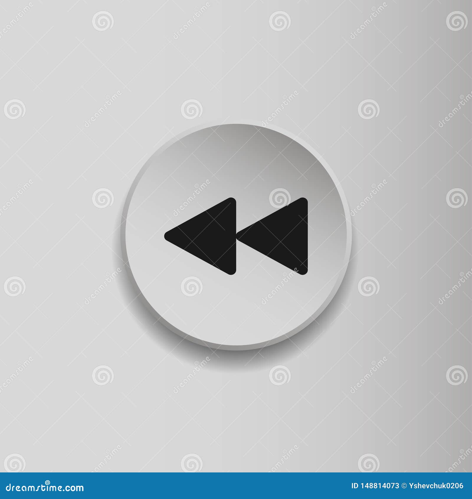 Rewind Symbol, Fast Backwards Sign. Flat Style Icon on Gray Background ...