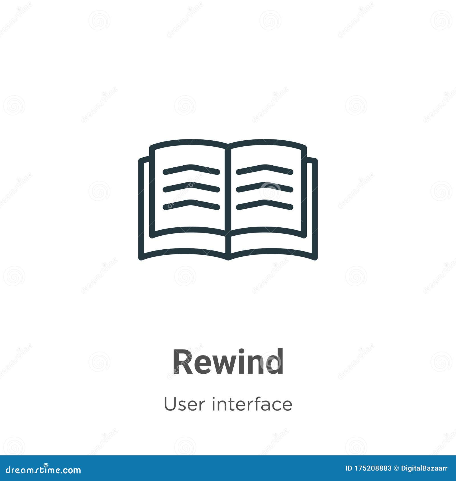 Rewind Symbol Outline Vector Icon. Thin Line Black Rewind Symbol Icon ...