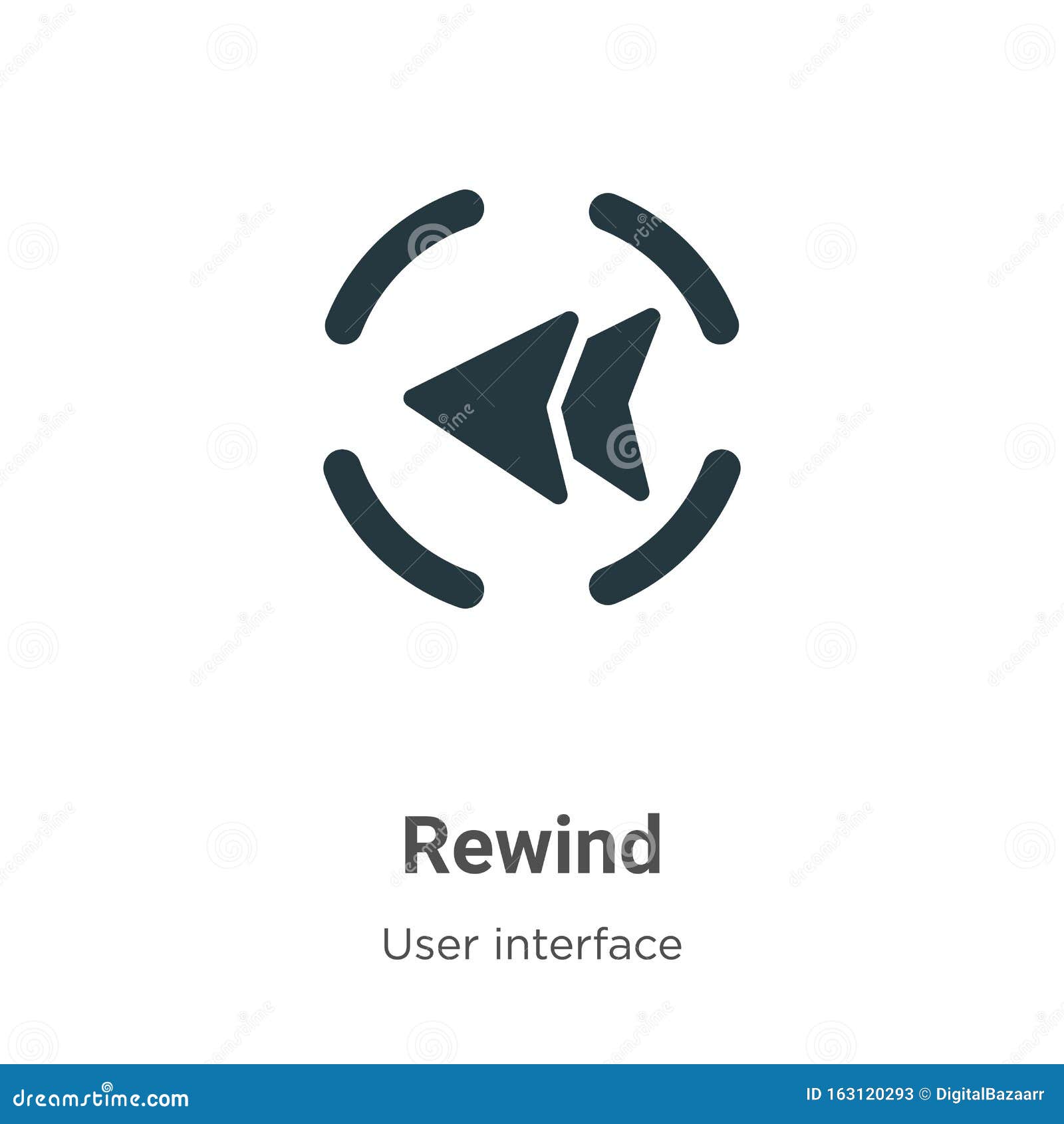 Rewind Symbol Vector Icon on White Background. Flat Vector Rewind ...