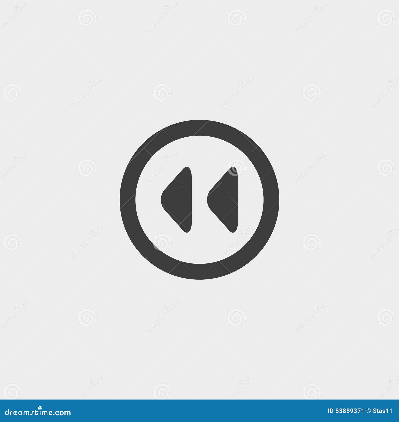 Rewinding Icon in a Flat Design in Black Color. Vector Illustration ...