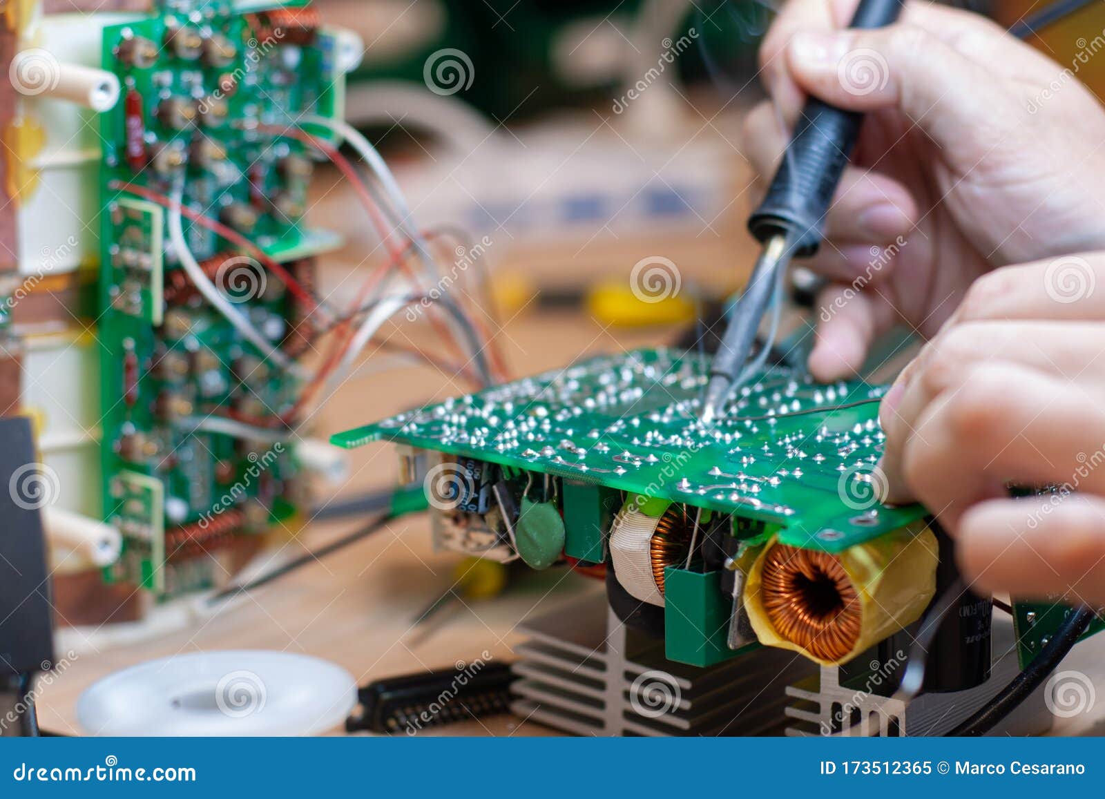 Reworking of a Faulty Electronic Board Stock Image - Image of ...