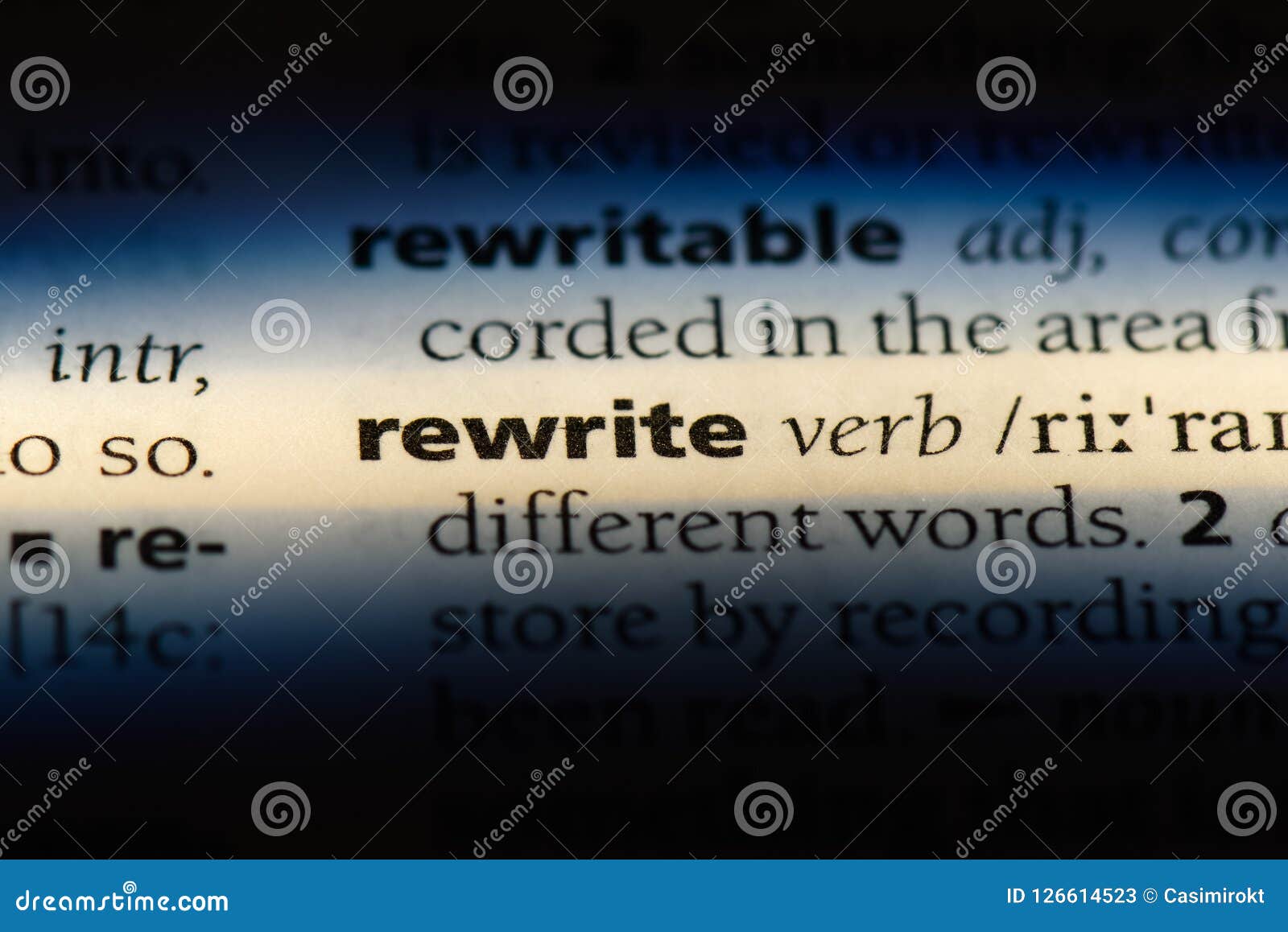 Rewrite stock image. Image of definition, printed, rewrite - 126614523