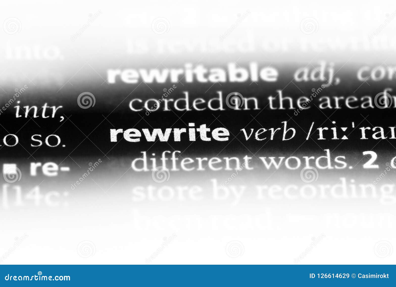 Rewrite stock image. Image of word, info, closeup, isolated - 126614629