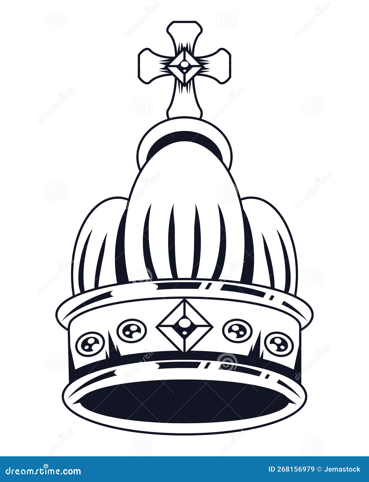 Rey de la corona con cruz ilustración del vector. Ilustración de vector ...