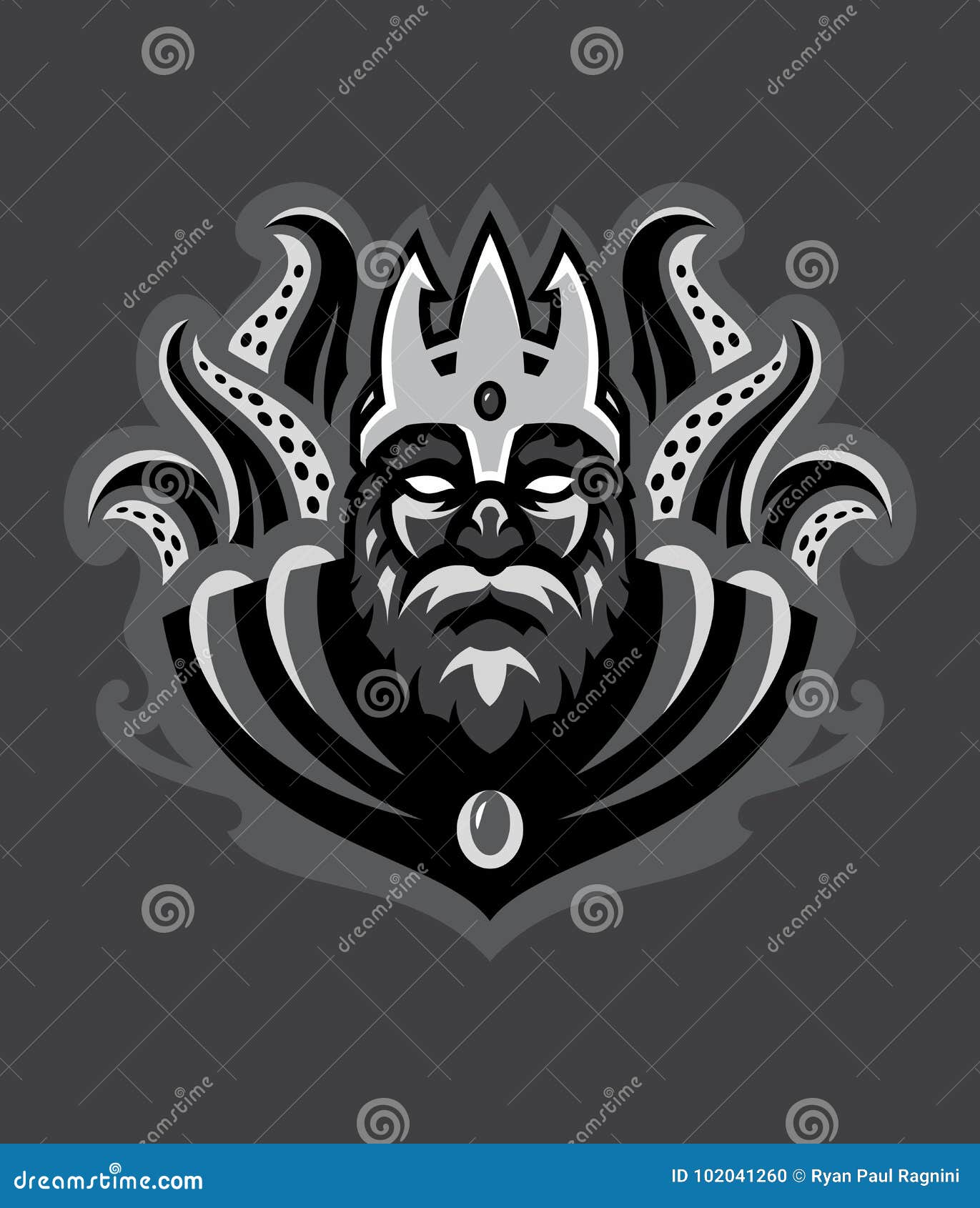 Rey De Poseidon Del Mar Siete Ilustración del Vector - Ilustración de ...