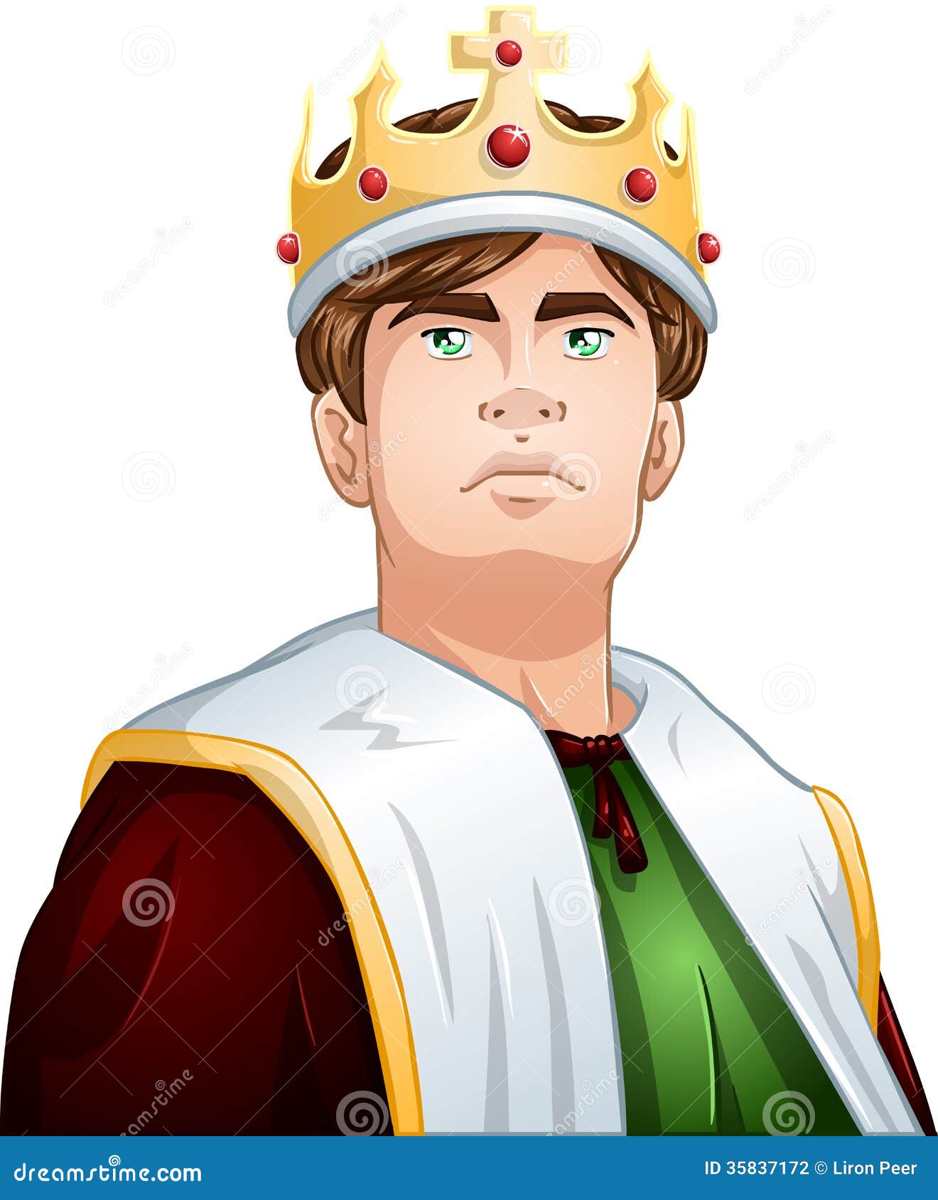 Rey Joven with Crown Shoulders Para Arriba Ilustración del Vector ...