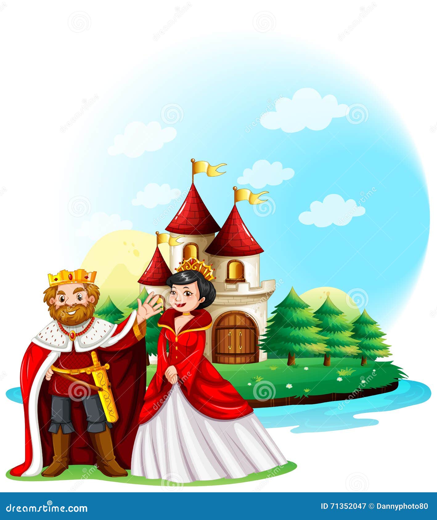 Rey y reina en el castillo ilustración del vector. Ilustración de reino ...