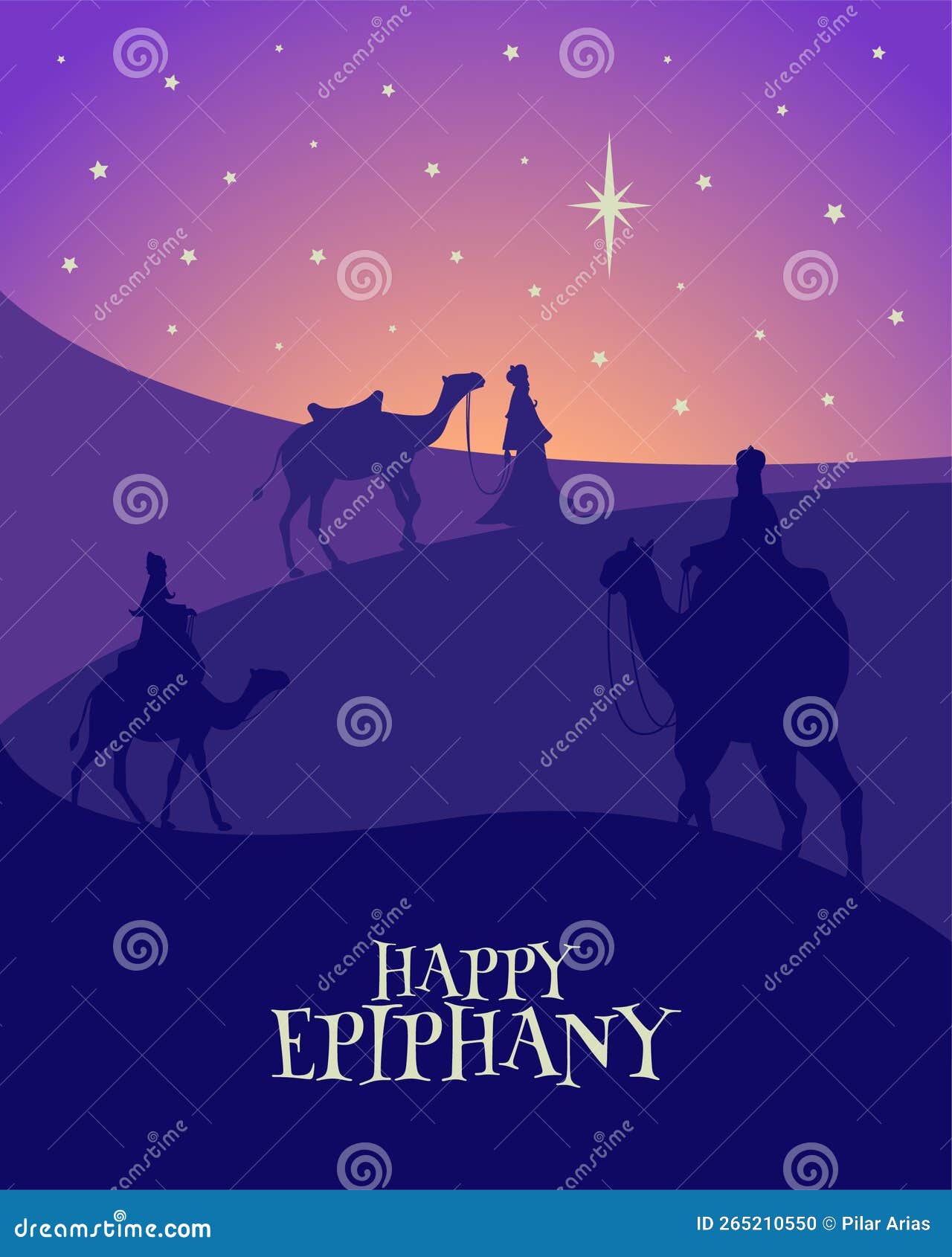 Three Wise Men in the Desert. Kings Day. Epiphany. Stock Vector ...