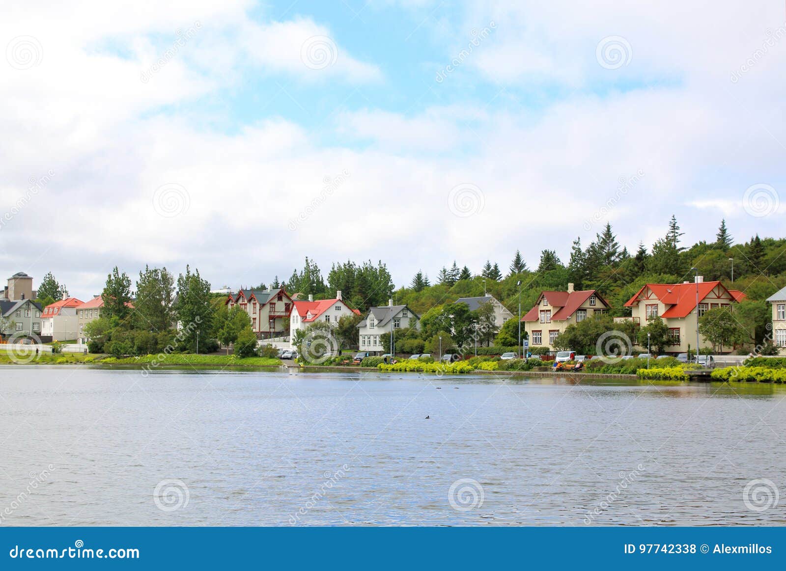 Reykjavik, Iceland, Homes Architecture by the Lakeside. Stock Photo ...