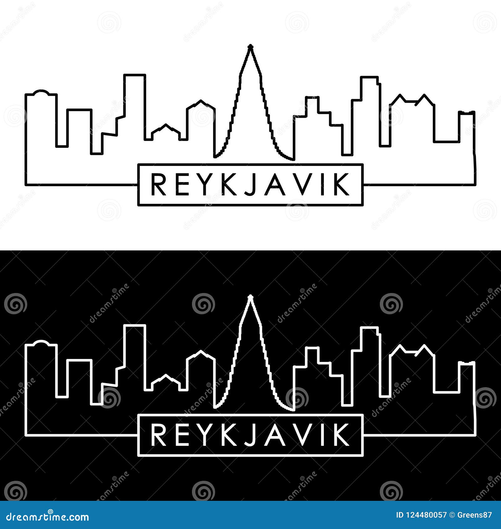 Reykjavik Skyline. Linear Style Stock Vector - Illustration of country ...