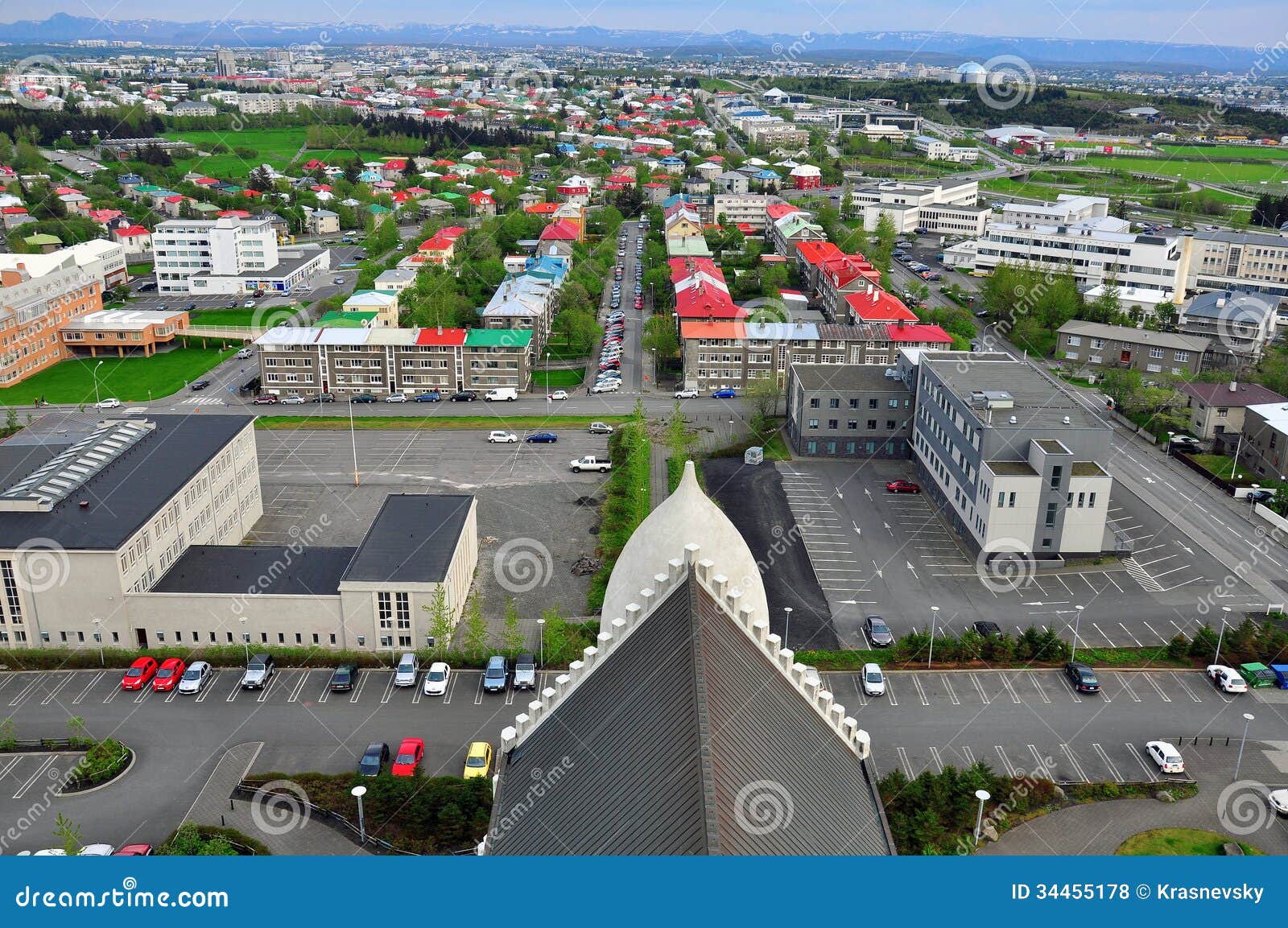 Reykjavik top view stock photo. Image of city, building - 34455178