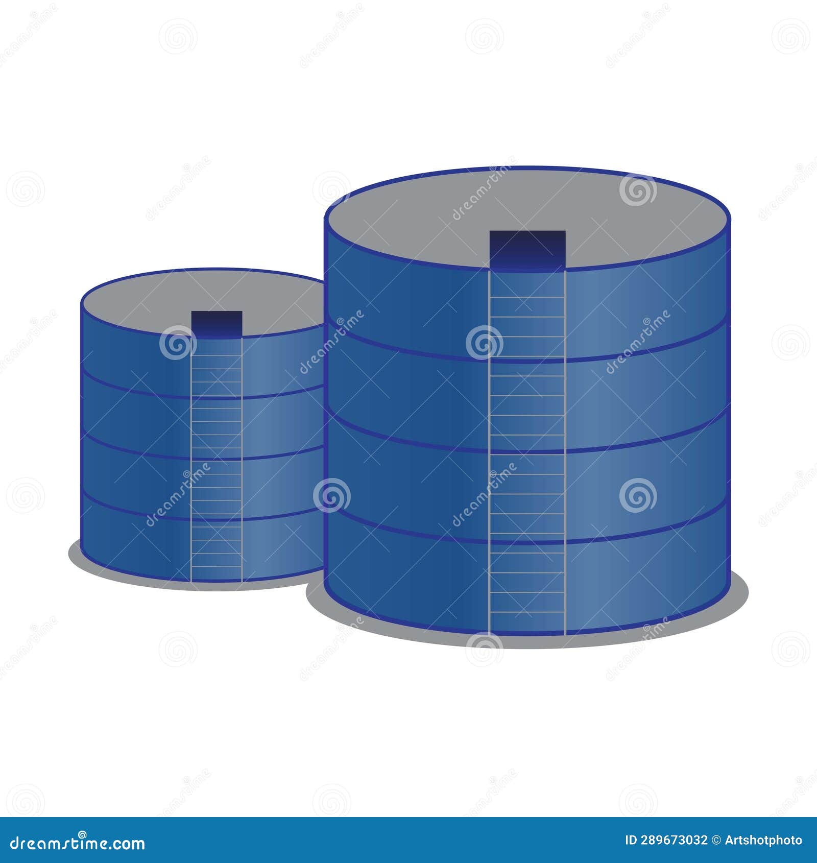 Water Tanks of Large Volume with Ladder on White Background Stock ...