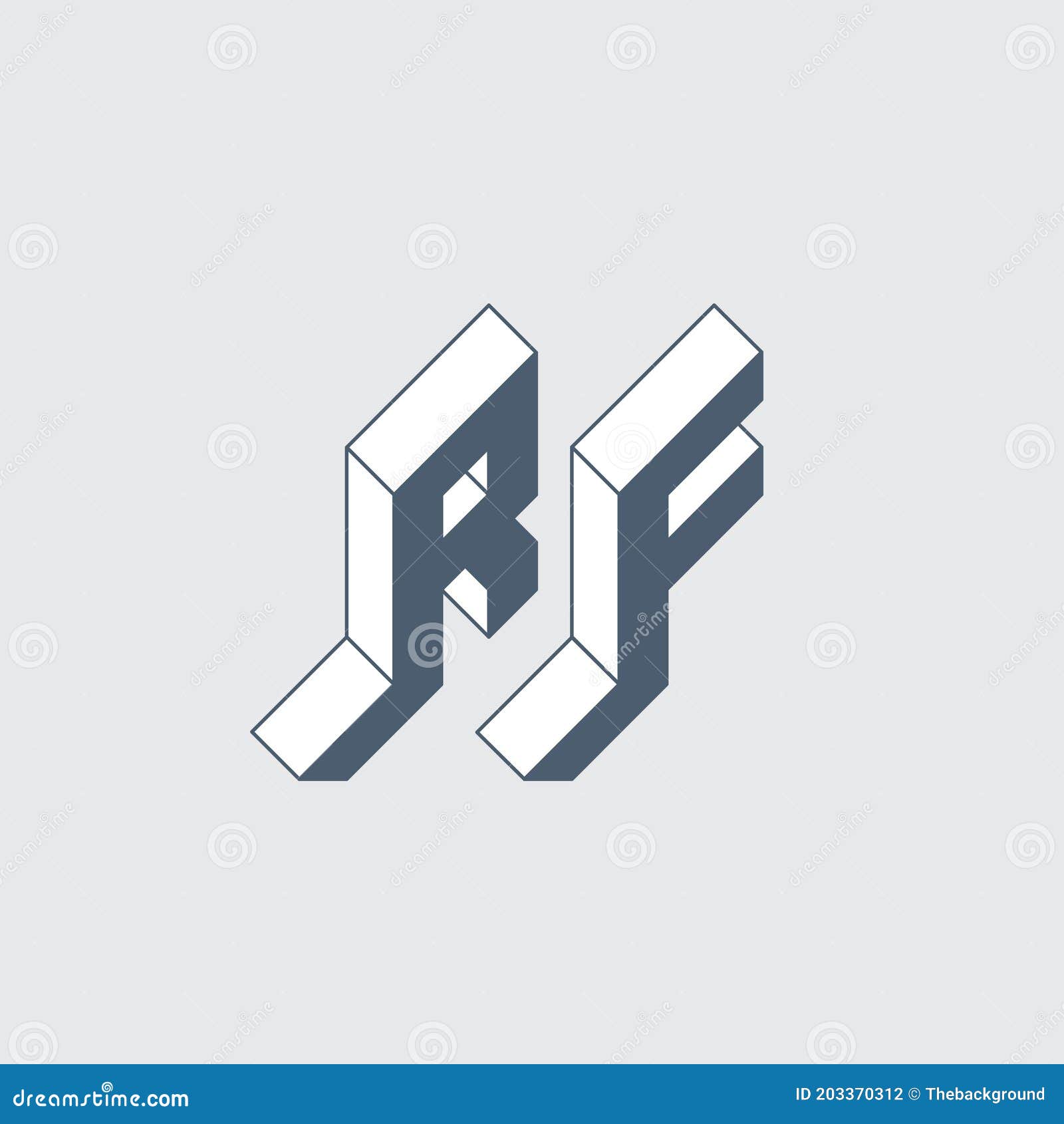 RF - 2-letter Code or Logo. R and F - Monogram or Logotype. Isometric ...