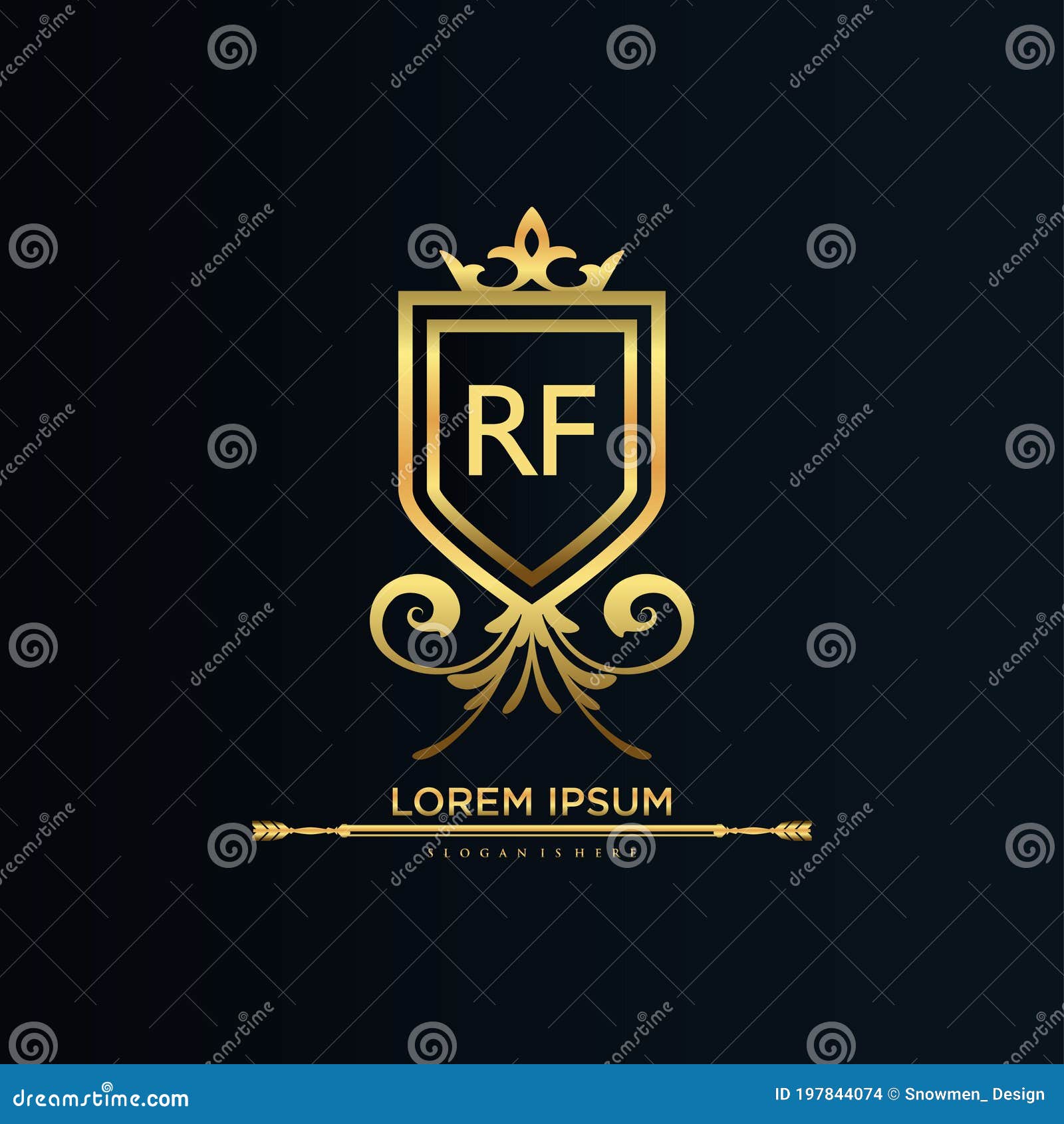 RF Letter Initial with Royal Template.elegant with Crown Logo Vector ...