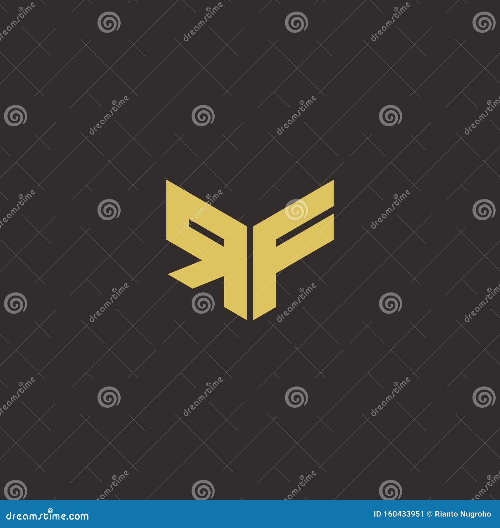 RF Logo Letter Initial Logo Designs Template with Gold and Black ...