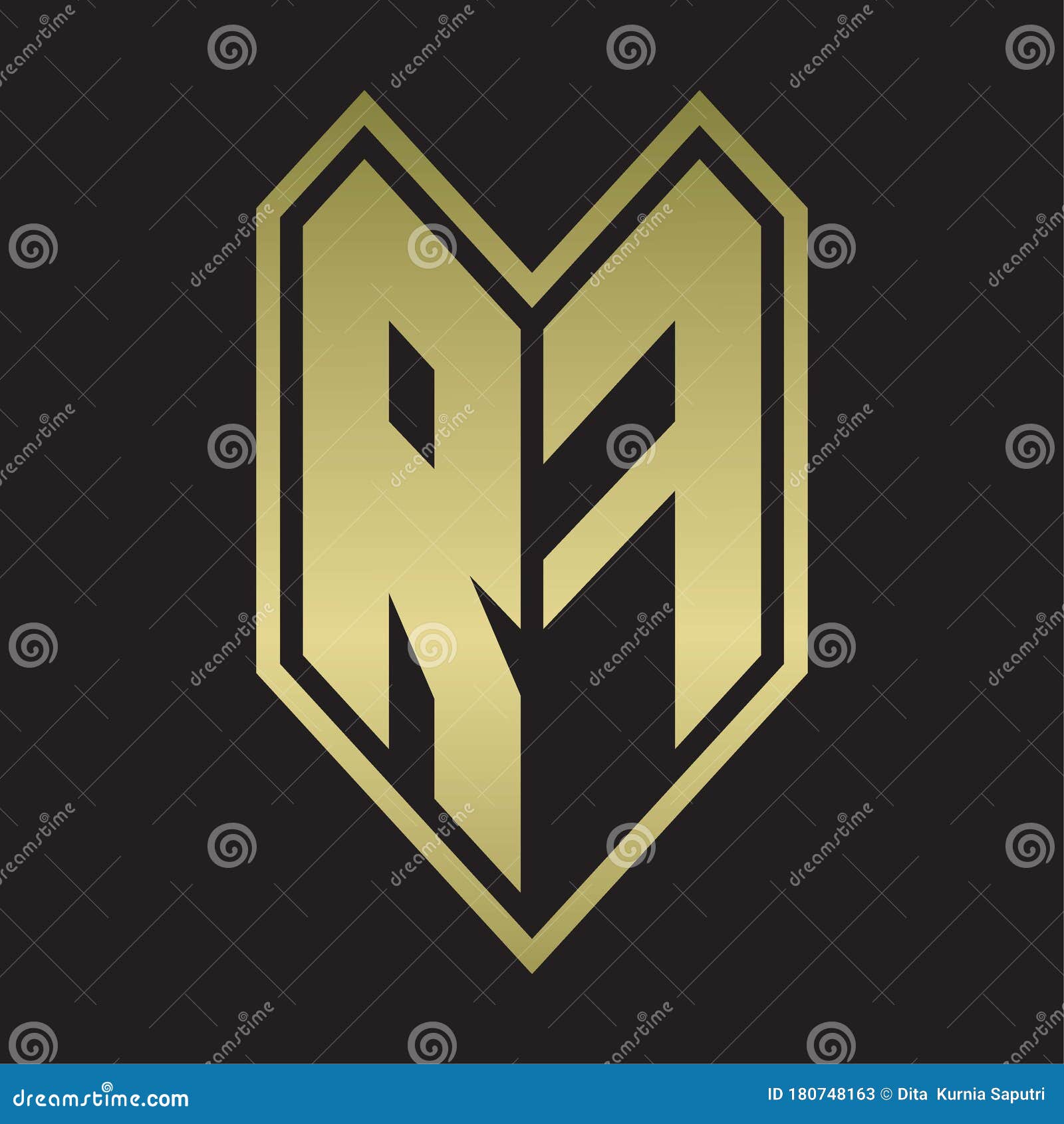 RF Logo Monogram with Emblem Line Style Isolated on Gold Colors Stock ...
