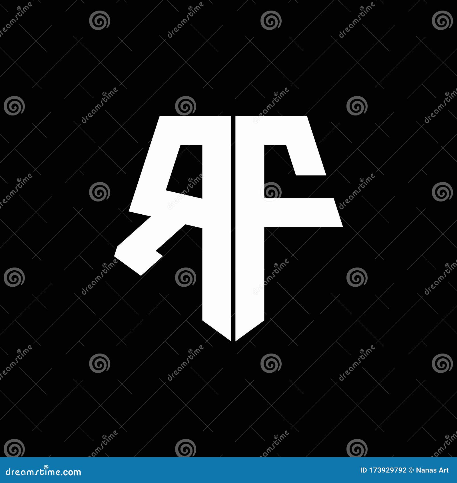 RF Logo Monogram with Pentagon Shape Style Design Template Stock Vector ...
